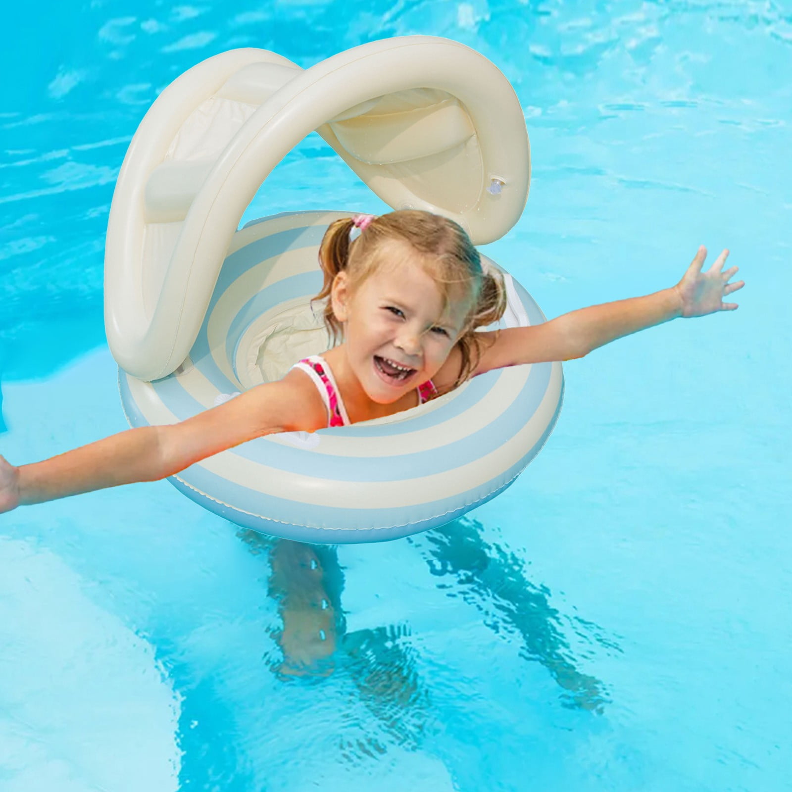 BUERCWS Kids Pool Floats with Detachable Sunshade - Inflatable Swimming ...