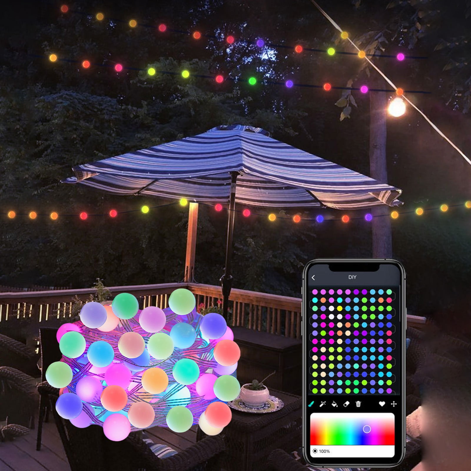 BUERCWS LED Strip Lights RGB APP Control Color Changing Lights with 24 ...