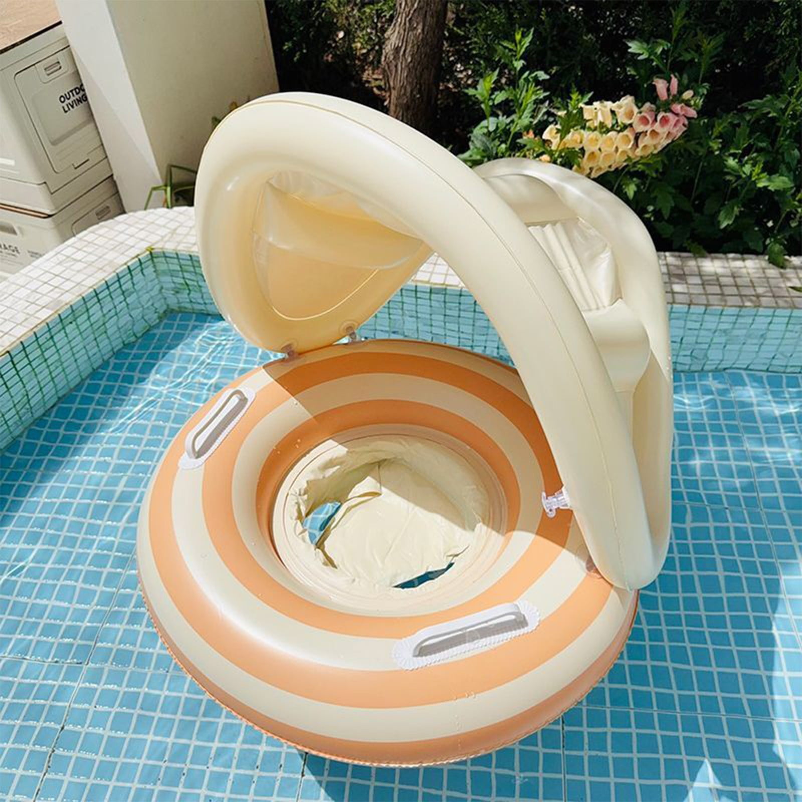 BUERCWS Pool Wave Kids Swim Ring Pool Floats with Detachable Sunshade ...