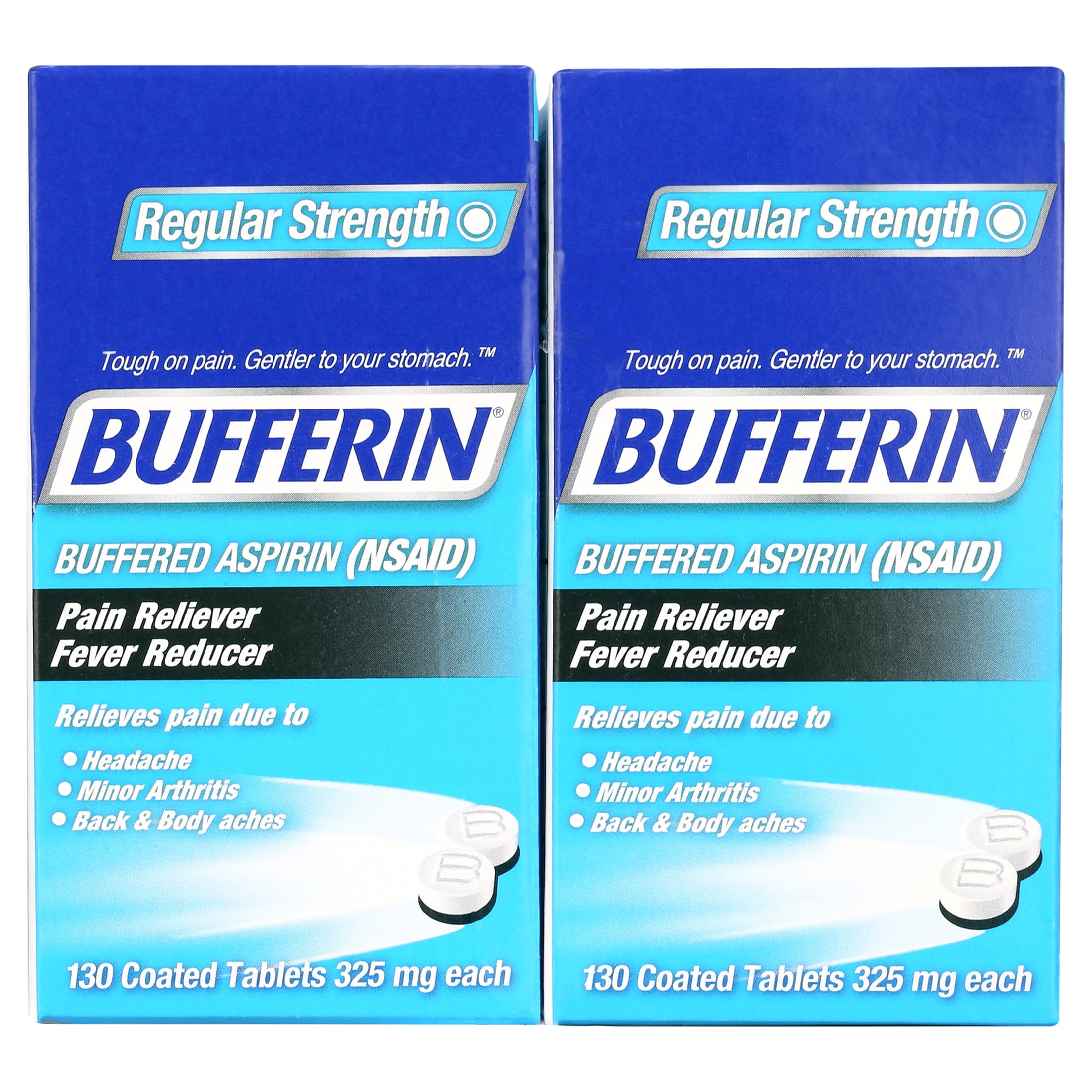 BUFFERIN Fever Pills, Aspirin Coated Tablets, 325mg, 130 Count (2 Pack ...