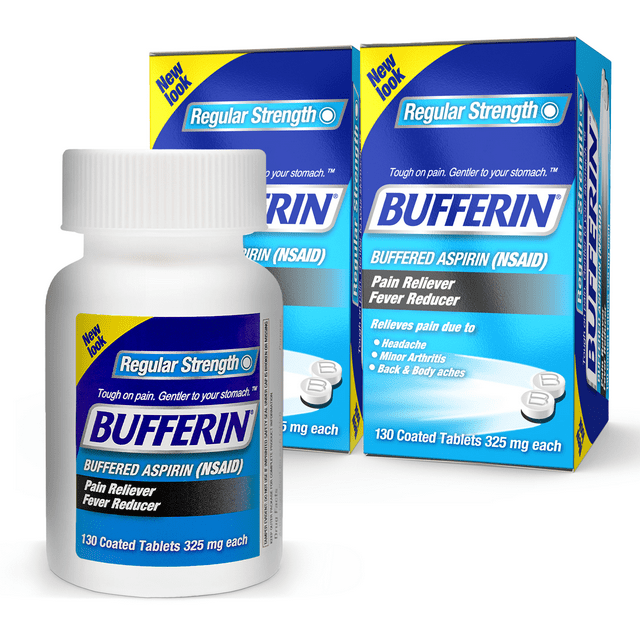 BUFFERIN Fever Pills, Aspirin Coated Tablets, 325mg, 130 Count (2 Pack ...