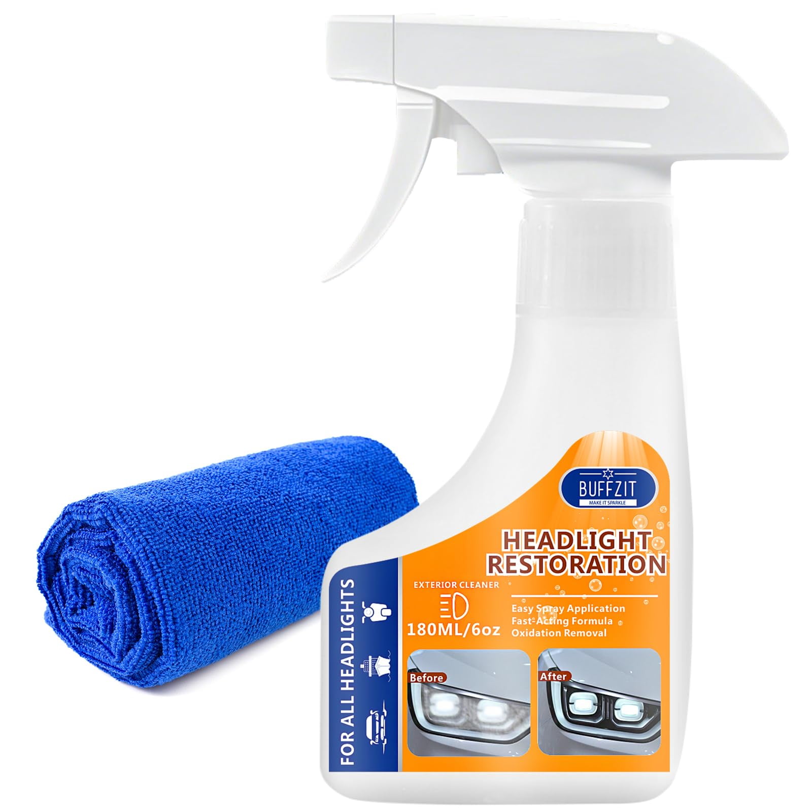 BUFFZIT Headlight Cleaner Spray IFF17 Instant Oxidation Removal for ...