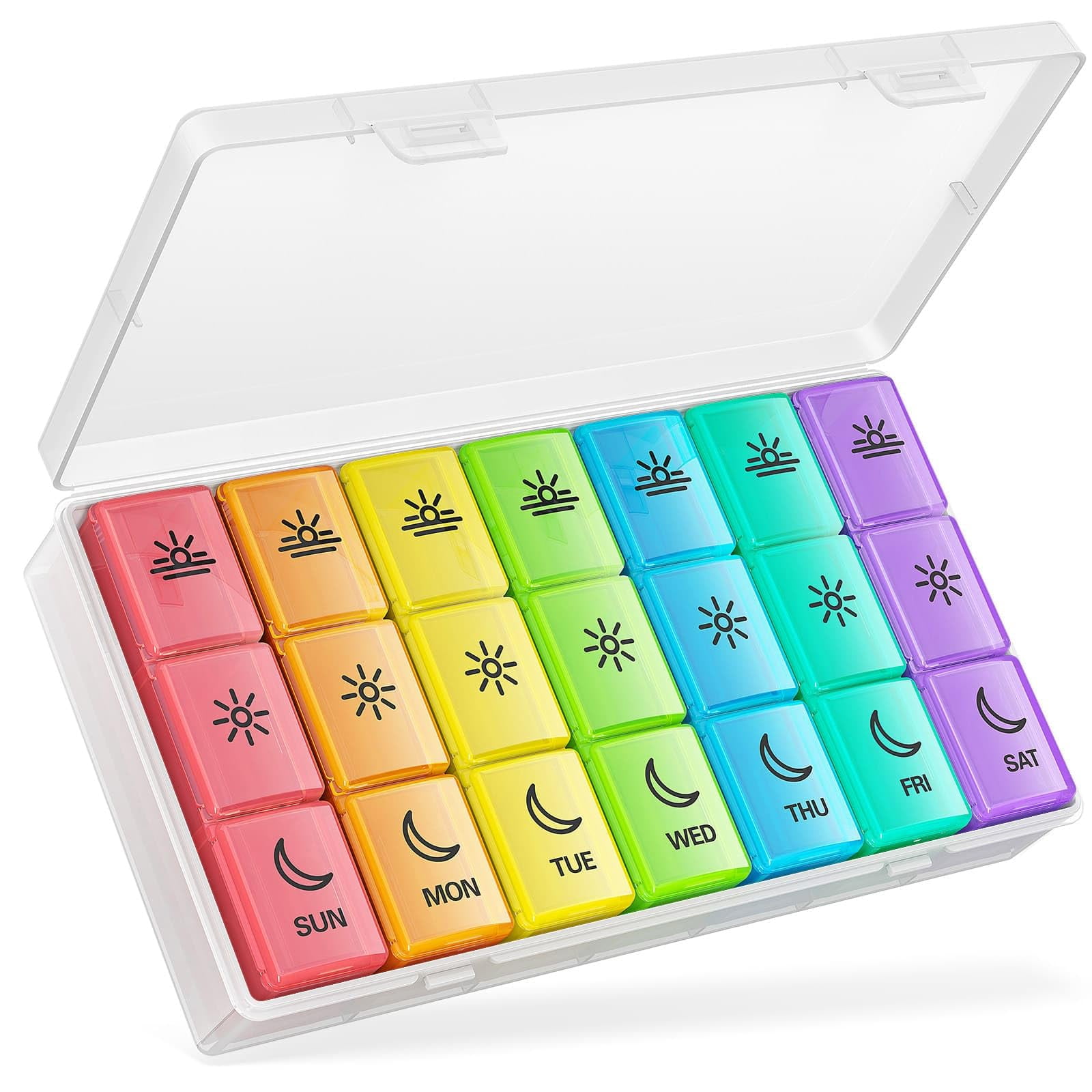 BUG HULL Pill Organizer 3 Times a Day, Large Weekly Pill Box Morning ...