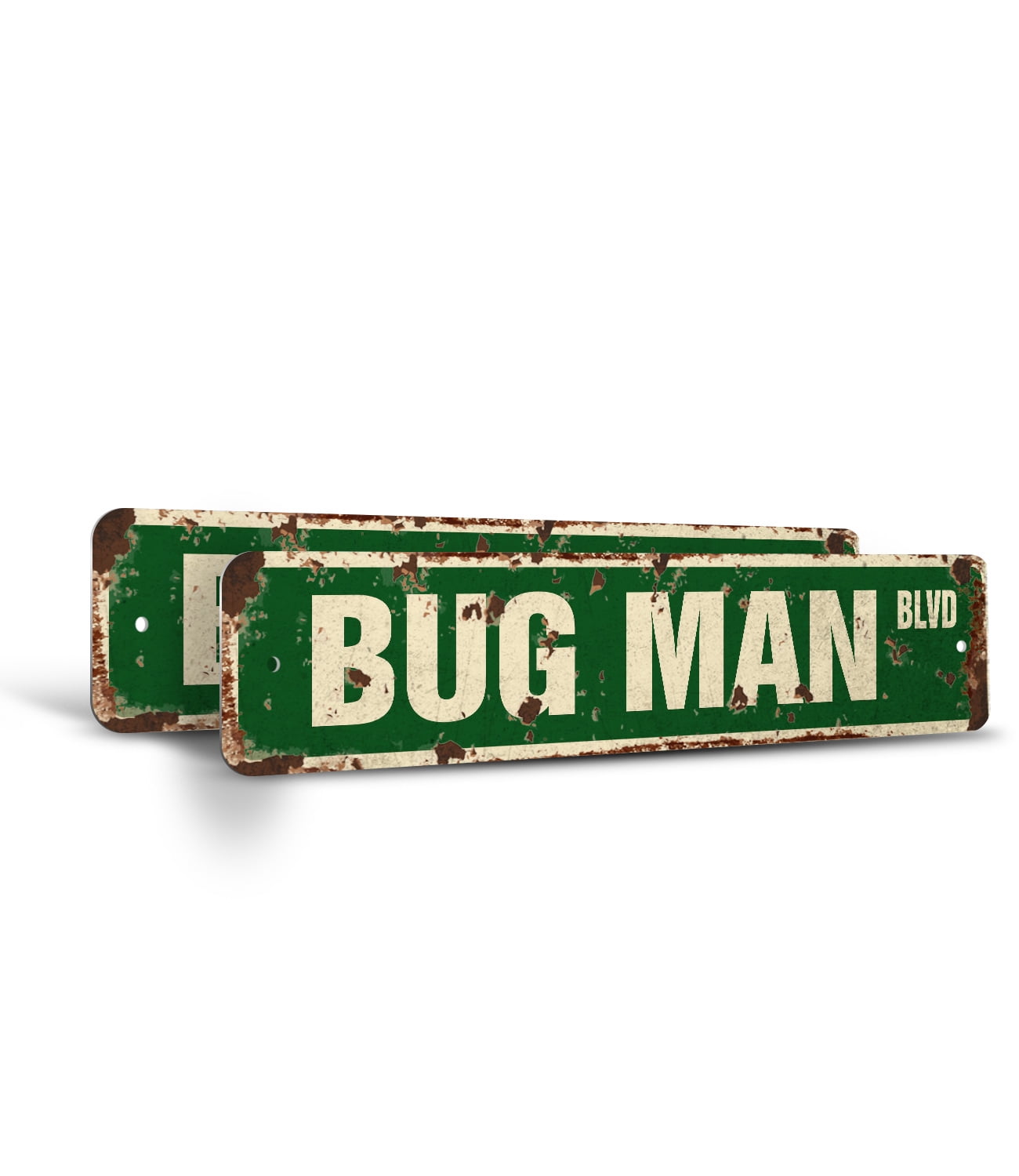 BUG MAN Vintage Style Rustic Street Sign – (2 Pack) Insect Pest Control Exterminator Guy Retro ...