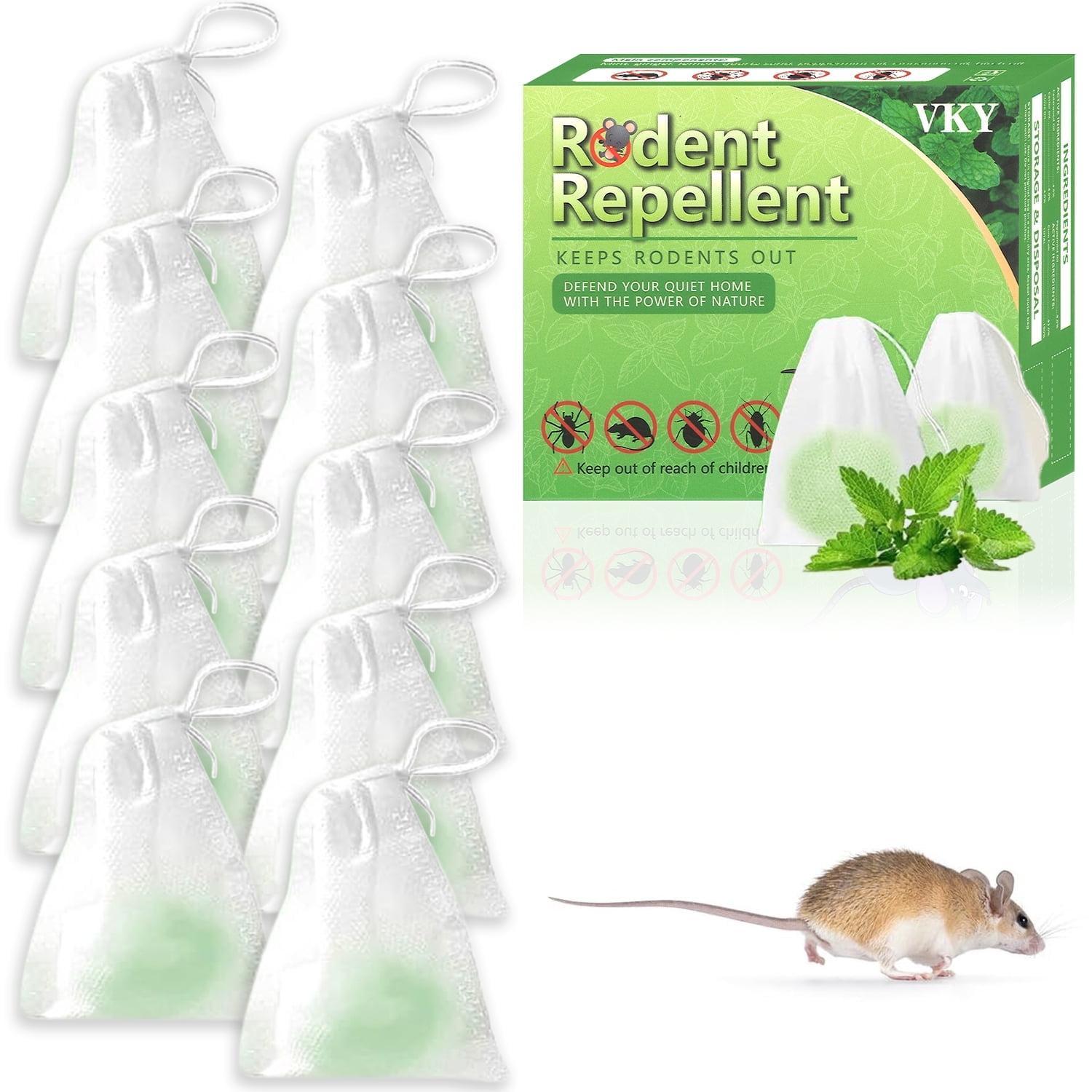 Vamoo Mouse Repellent Pouches, 10 Pack Peppermint Oil Mice for Indoor ...