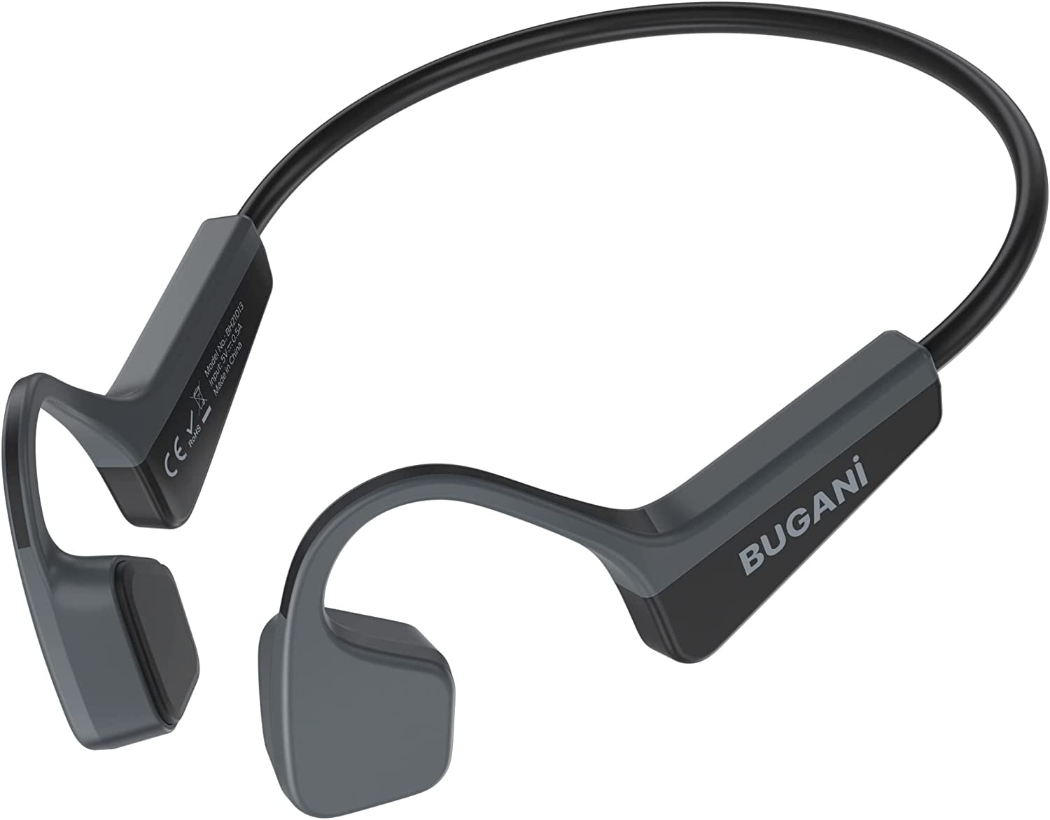BUGANI Bluetooth 5.3 Bone Conduction Headphones, Open-Ear with Mic, 8H ...
