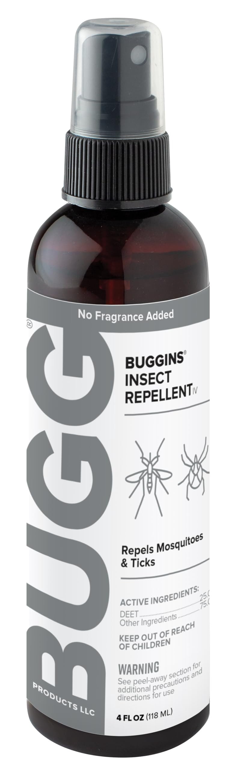 BUGG Products Buggins IV Insect Repellent No Fragrance Added - 25% DEET ...