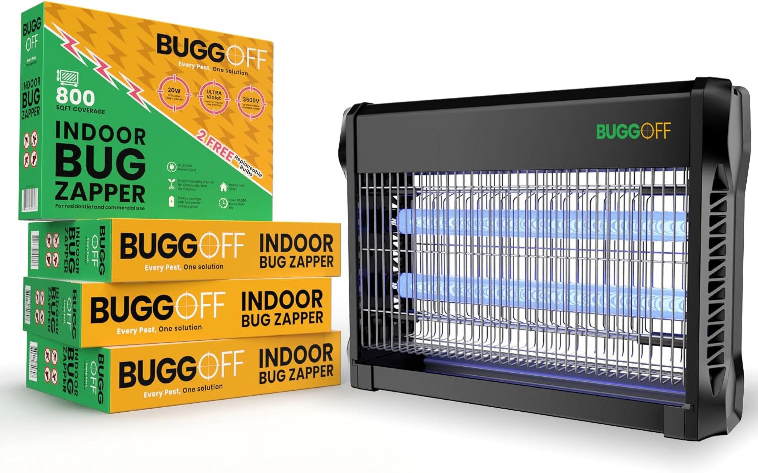 BUGGOFF Black Modern Indoor Electric Bug Zapper, 800 SQFT Coverage ...