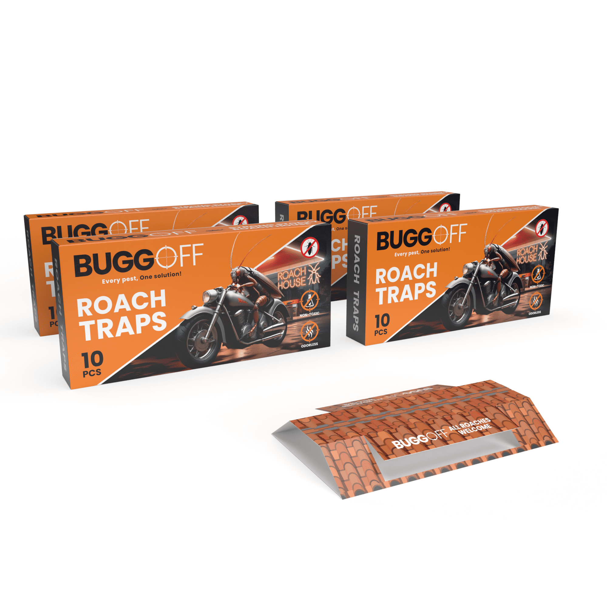 BUGGOFF - Roach House Trap 40 Pack, Baited Glue Traps, Cockroach Killer ...