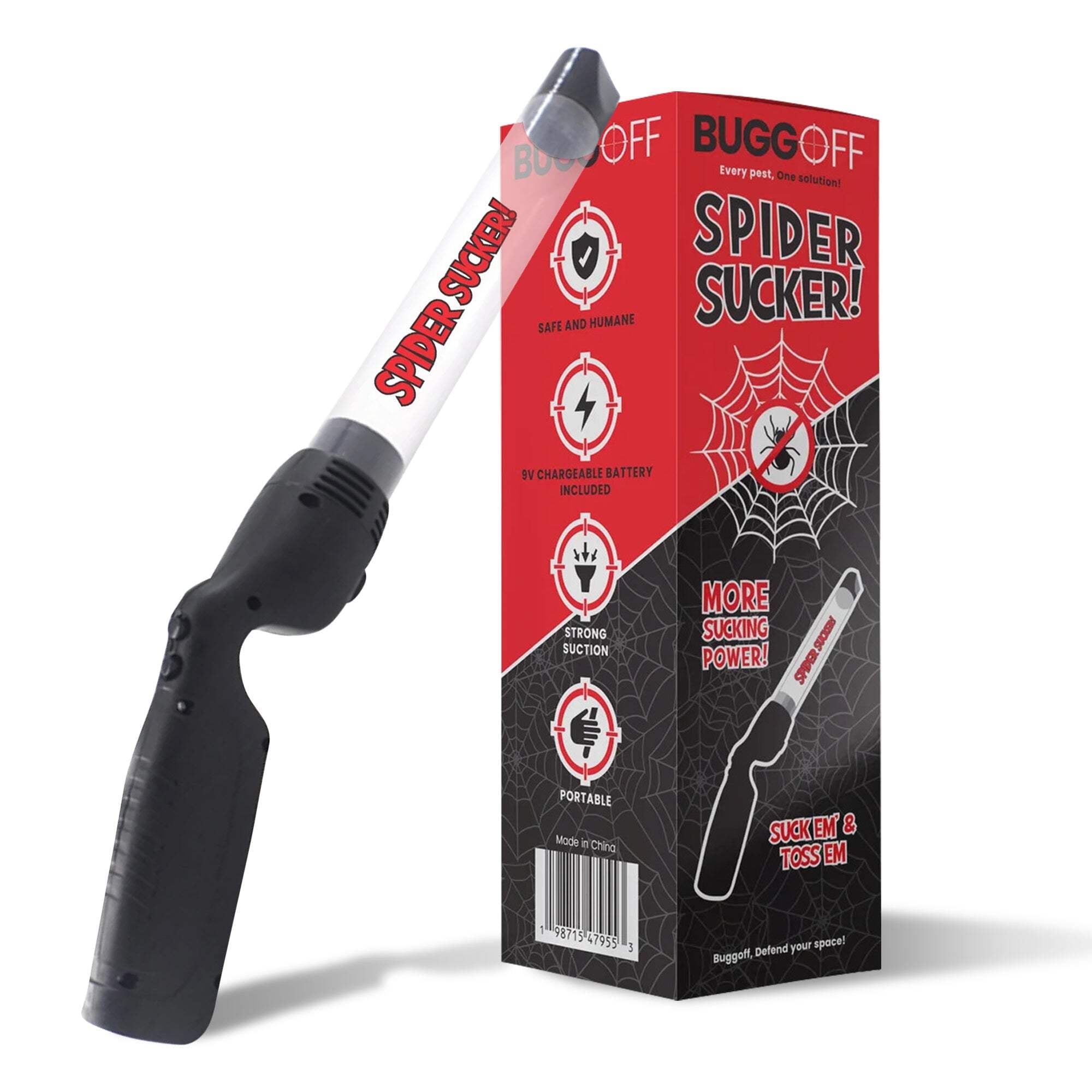 BUGGOFF - Spider Sucker Bug Vacuum, with LED light & rechargeable USB C ...