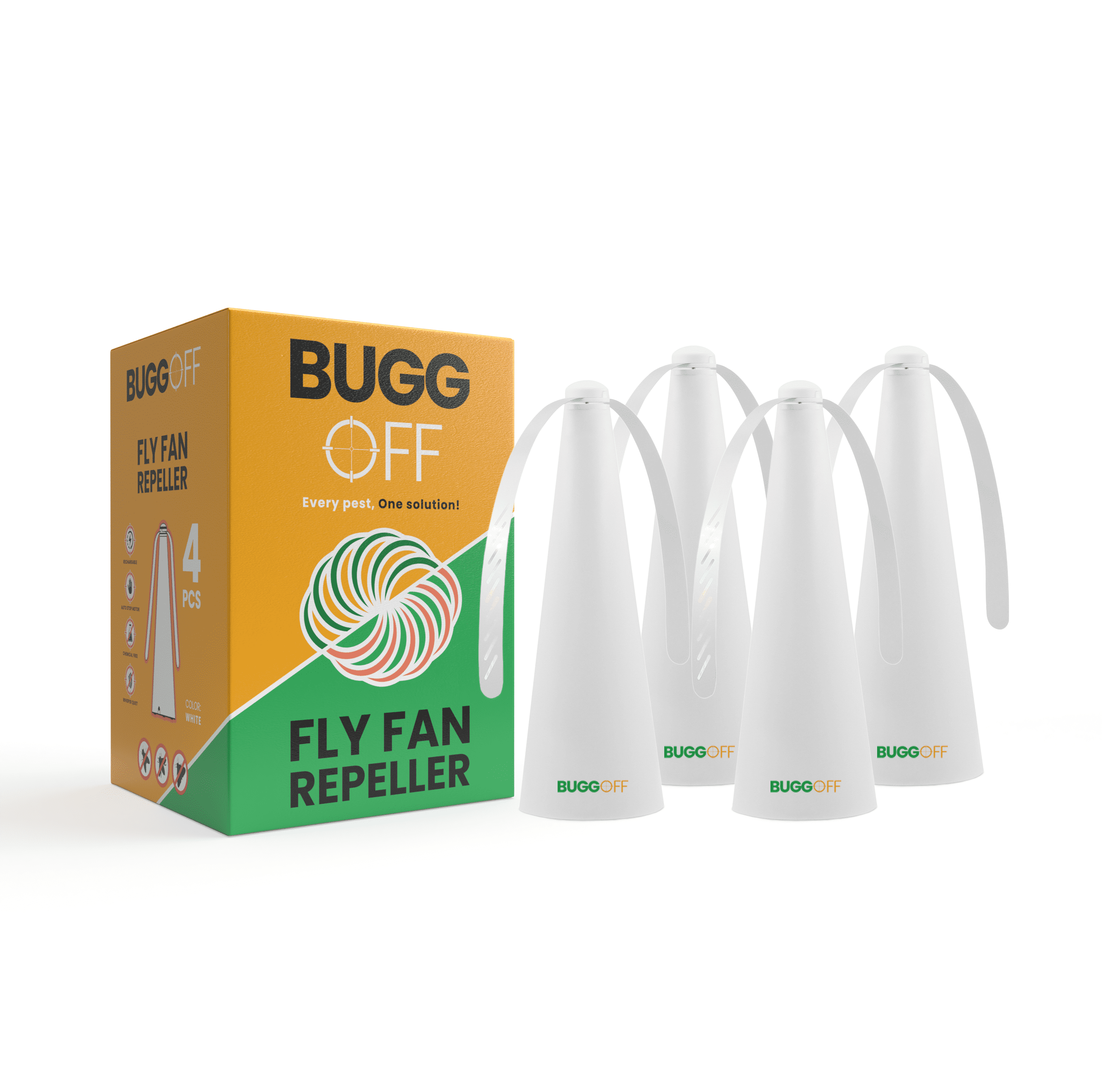 BUGGOFF White Fly & Flying Insect Repellent Fan with Twin Blades, Table ...