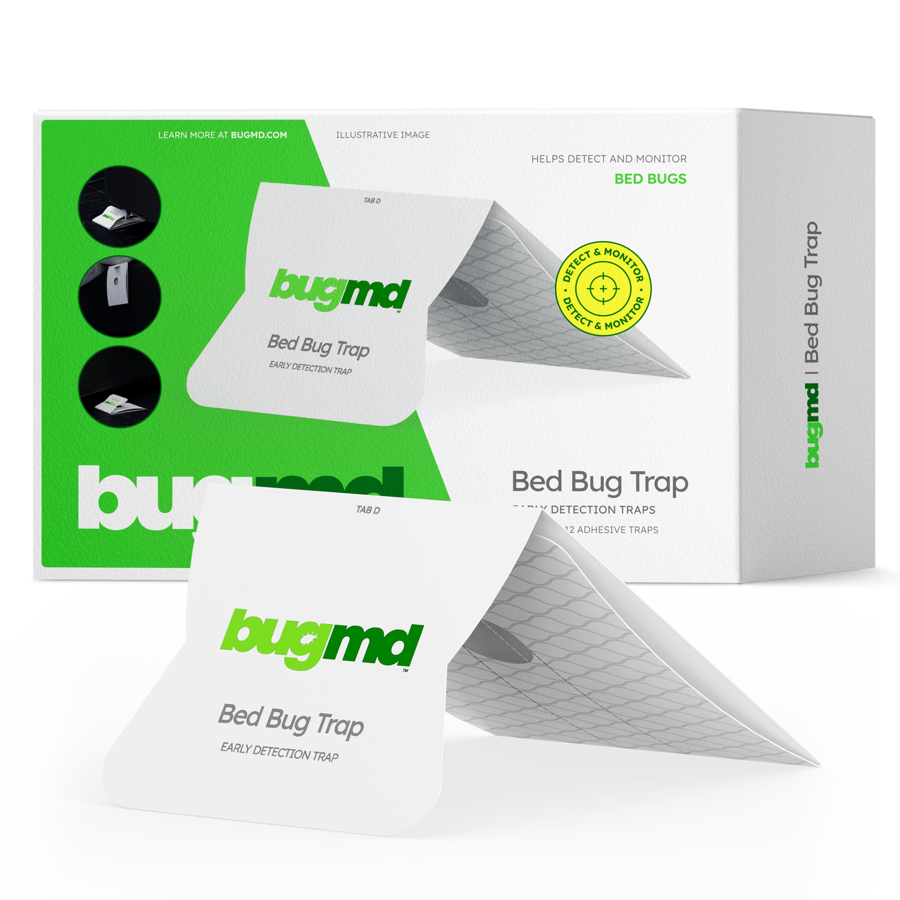 bugmd Bed Bug Trap, 12 Ultra-Sticky Glue Traps, Indoor Bed Bug ...