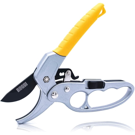 BUGUI 8" Ratchet Pruning Shears, 5 Times Cutting Power Than Normal ...