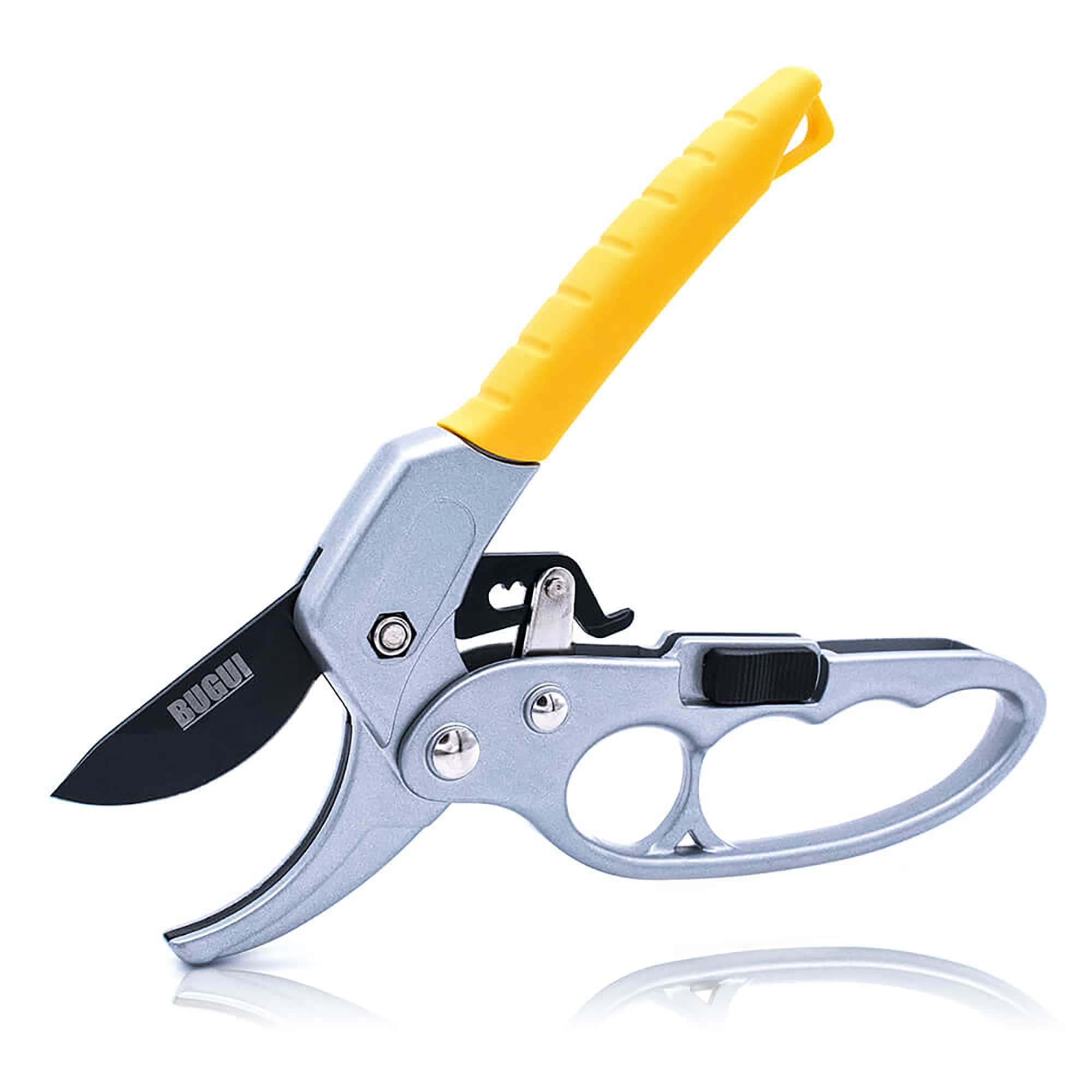 BUGUI Ratchet Pruning Shears, 5X Cutting Power Than Normal Garden ...