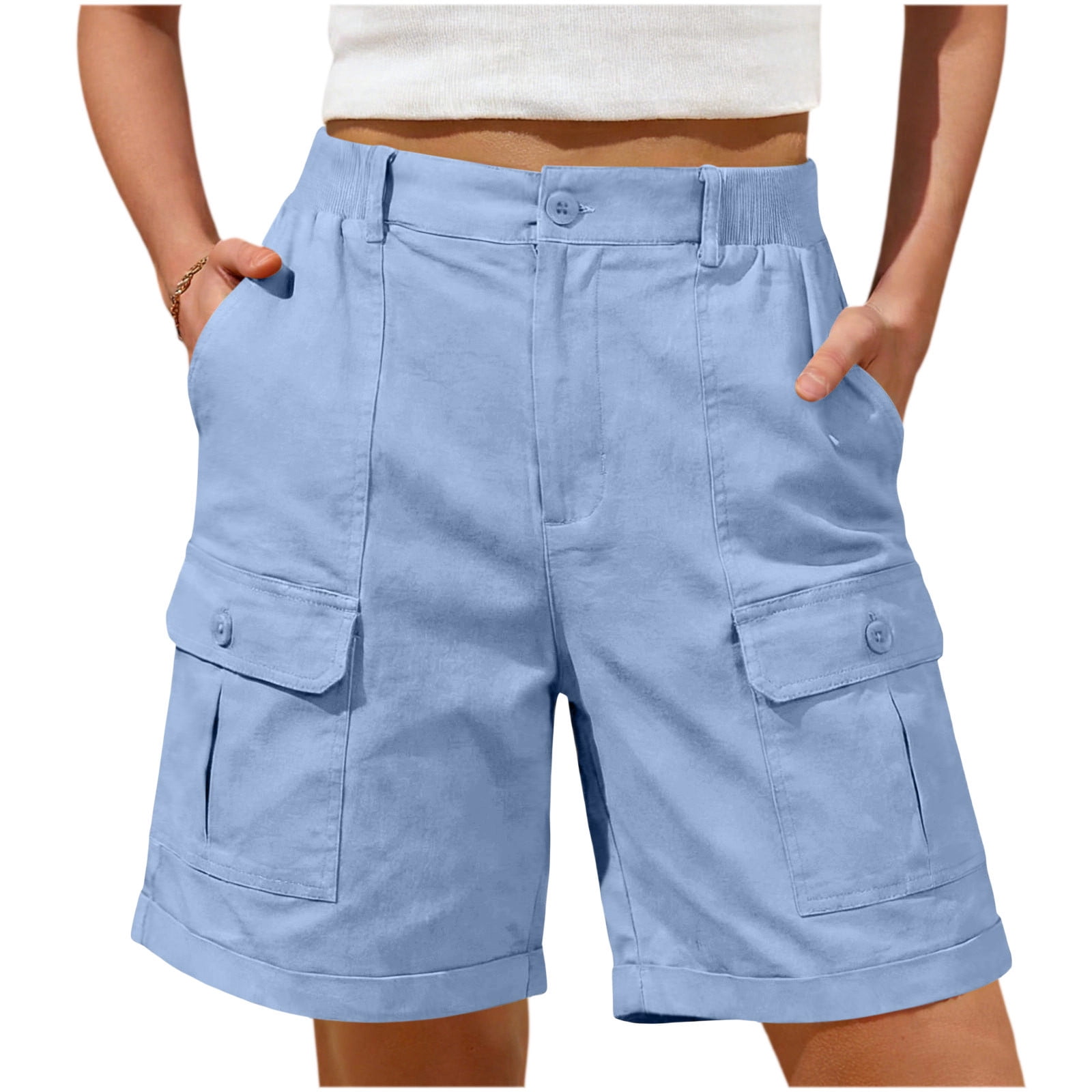BUIGTTKLOP BUIGTTKLOP Cargo Shorts for Women High Waisted Knee Length 6 ...