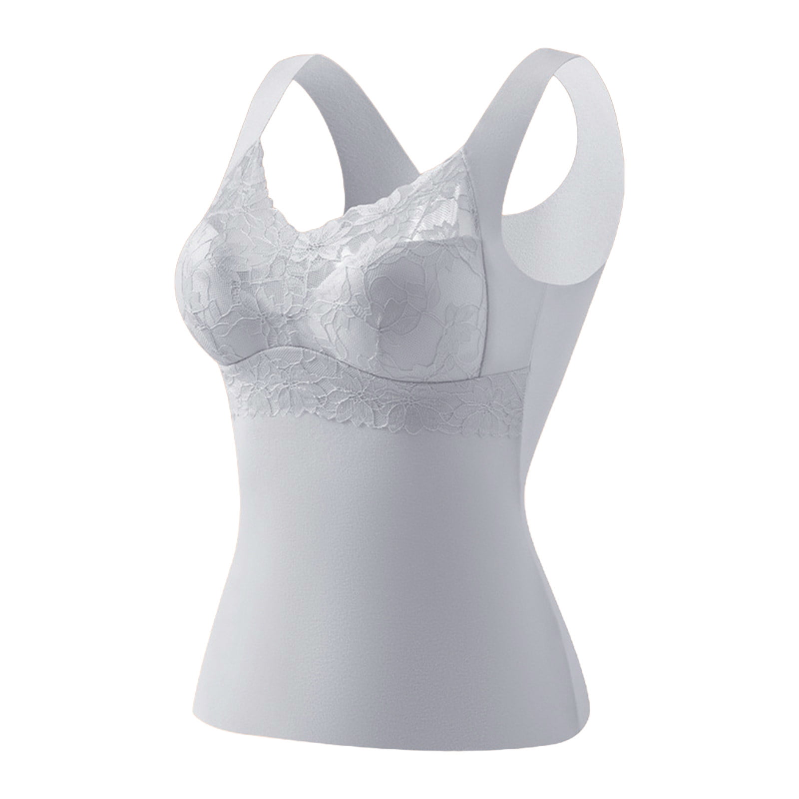 BUIGTTKLOP Built in Bra Tank Tops for Women Elegant Lace Patchwork ...