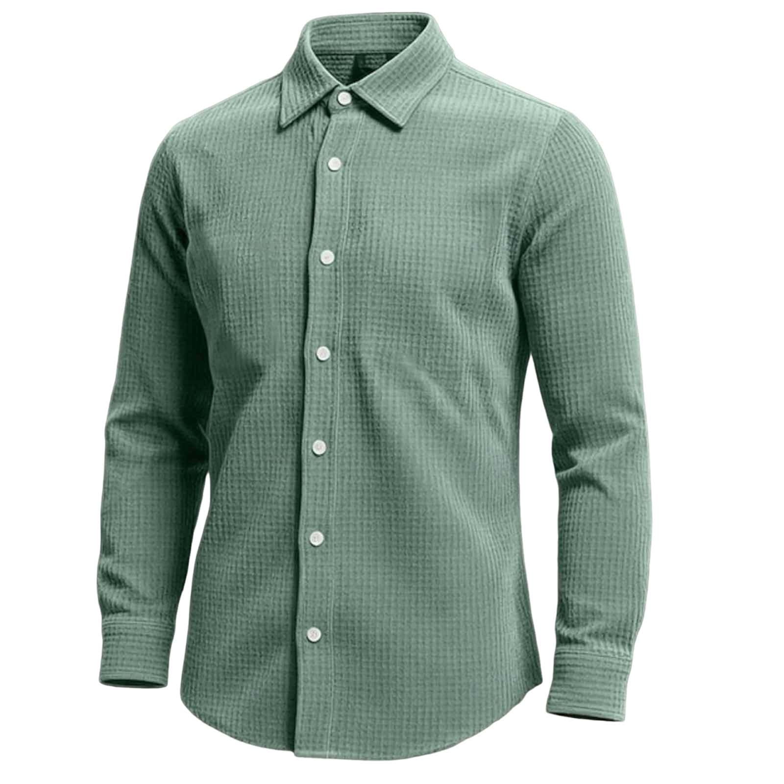 BUIGTTKLOP Button down Shirt for Mens Plain Long Sleeve Work Office ...