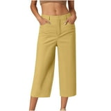 BUIGTTKLOP Capri Pants for Womens Wide Leg Business Casual Work Capris ...