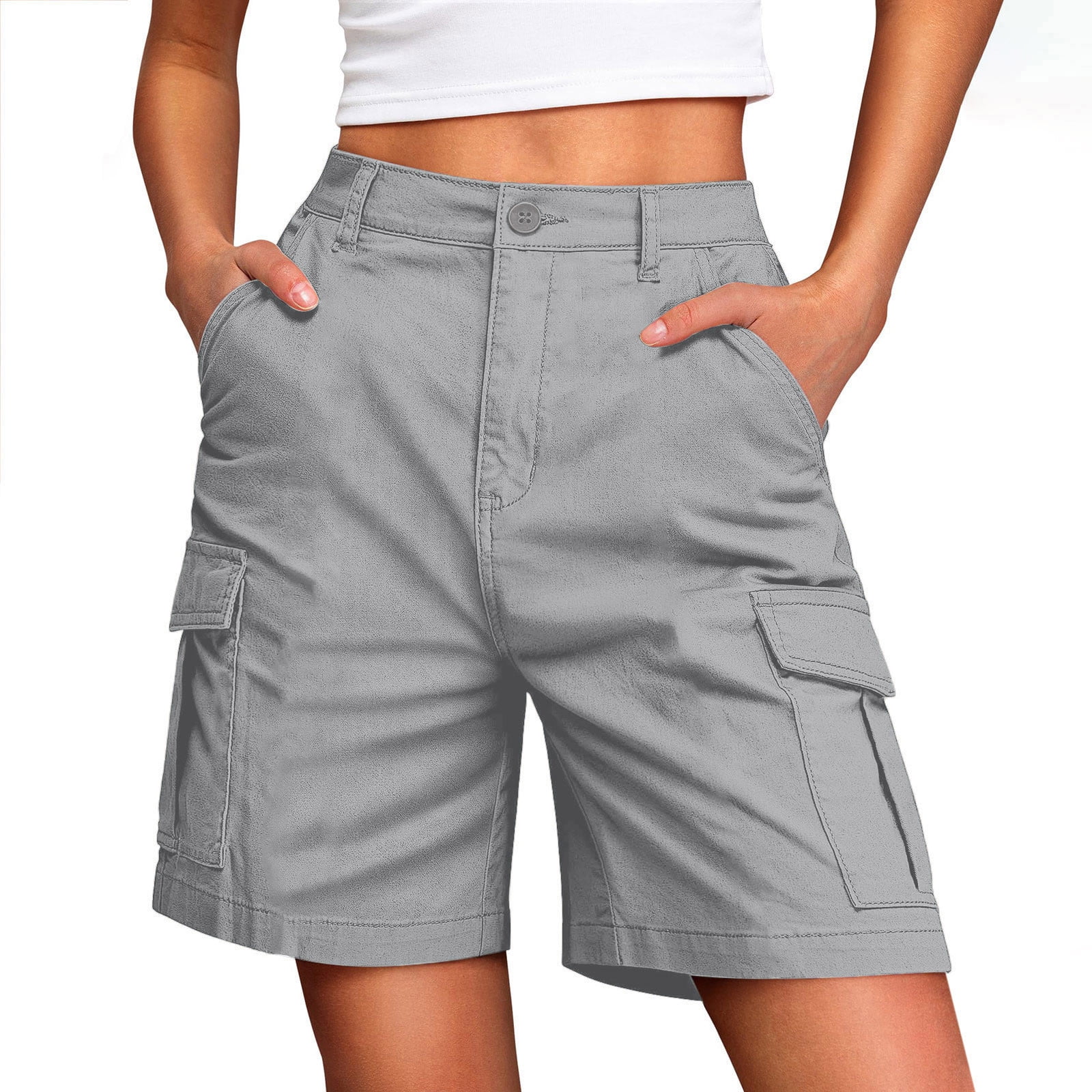 BUIGTTKLOP Cargo Shorts for Women Casual Long Knee Length Shorts High ...