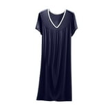 BUIGTTKLOP Cotton Nightgowns for Women Short Sleeve Nightshirts V Neck ...