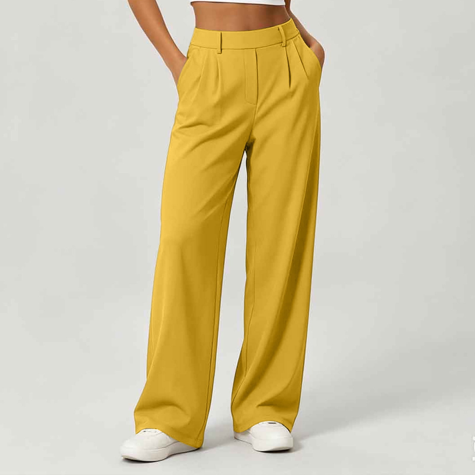 BUIGTTKLOP Dress Pants for Women High Waisted Pleated Work Slacks ...