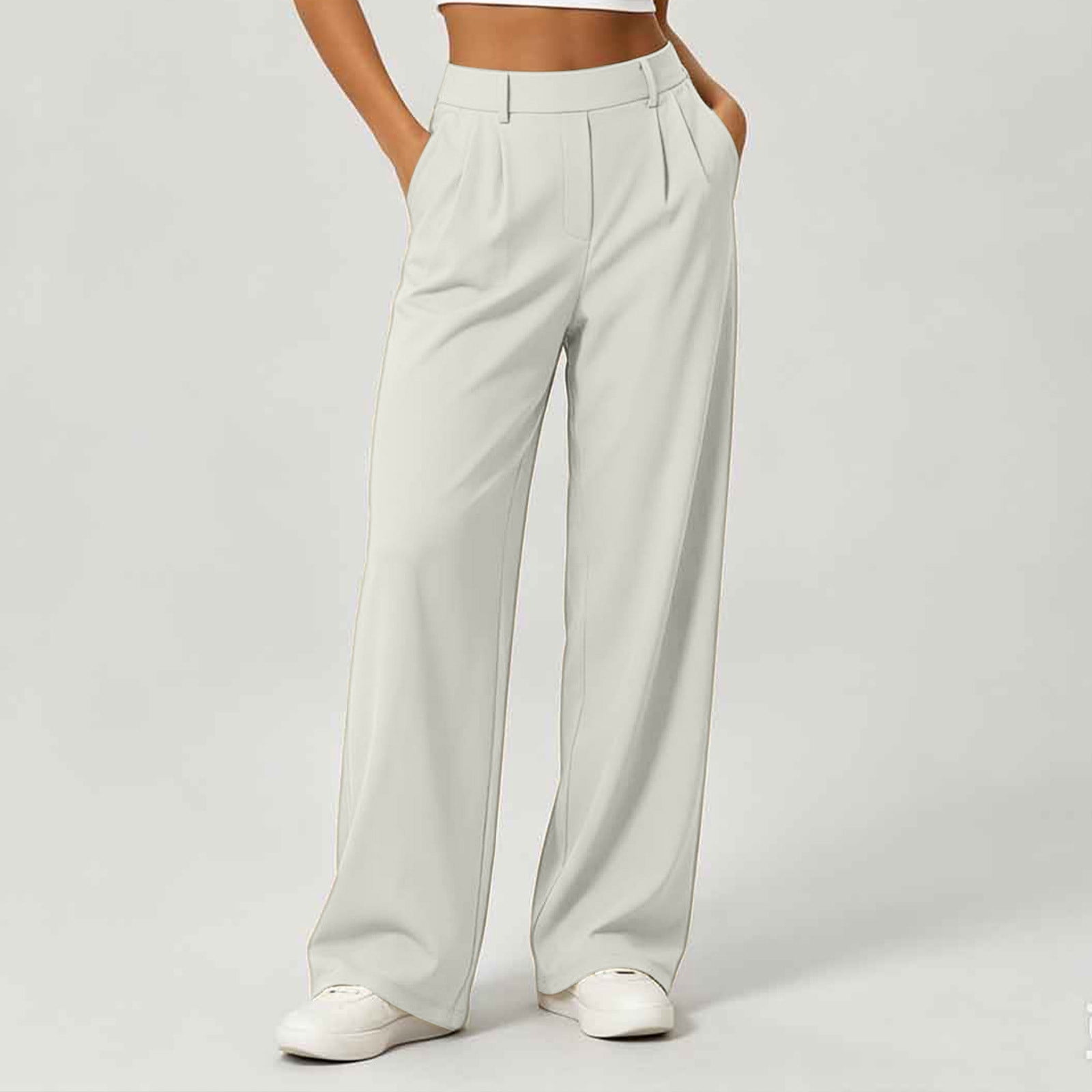 BUIGTTKLOP Dress Pants for Women High Waisted Pleated Work Slacks ...