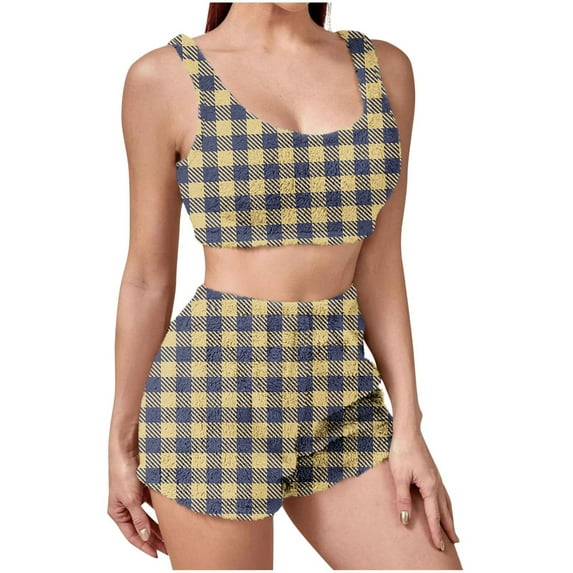 BUIGTTKLOP Fuzzy Fleece Pajamas Sets for Women Sleeveless Crop Cami Top ...