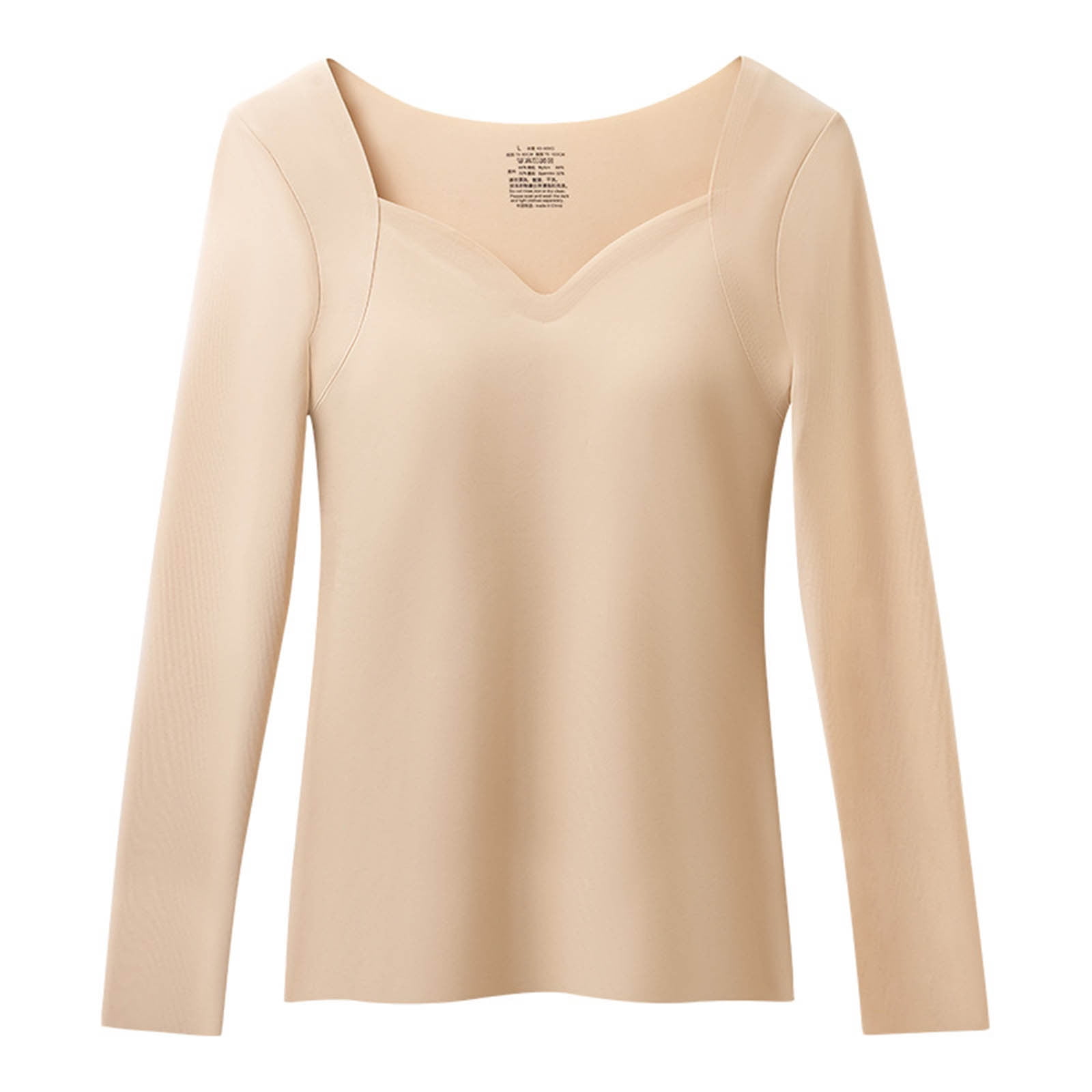 BUIGTTKLOP Long Sleeve Shirts for Women with Built in Bra V Neck Base ...