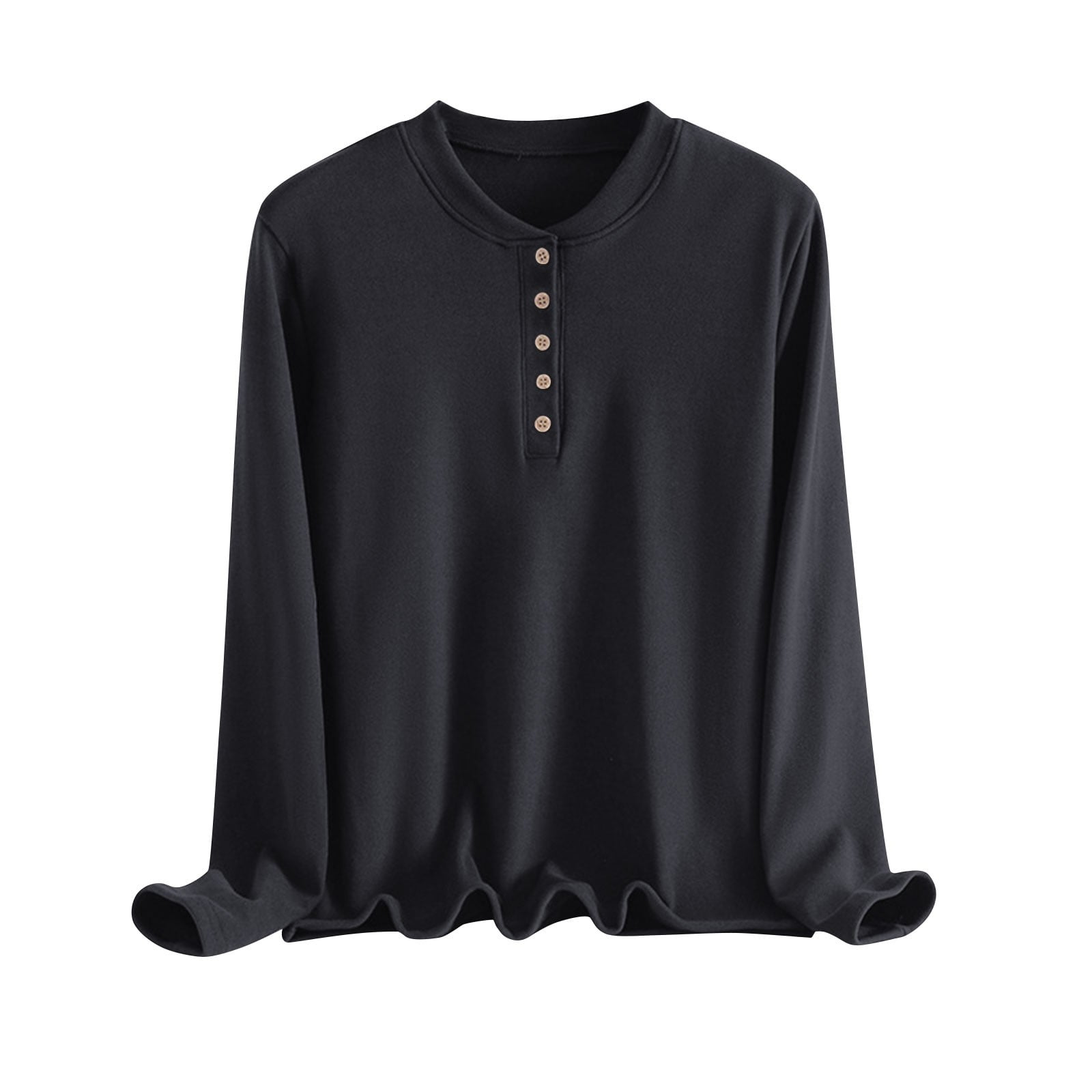 BUIGTTKLOP Long Sleeve Tops for Women Button up Crewneck Loose Fitted ...