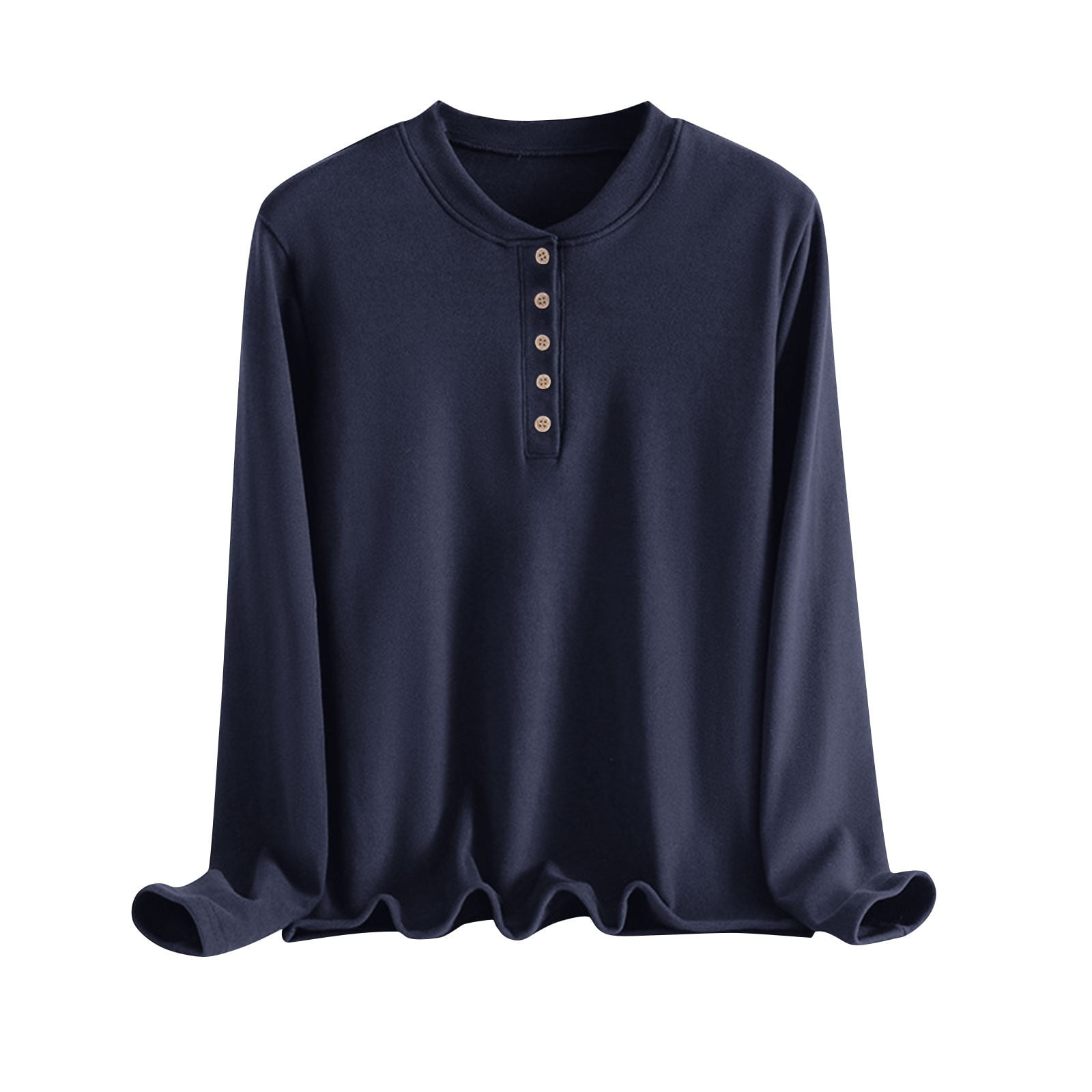 BUIGTTKLOP Long Sleeve Tops for Women Button up Crewneck Loose Fitted ...