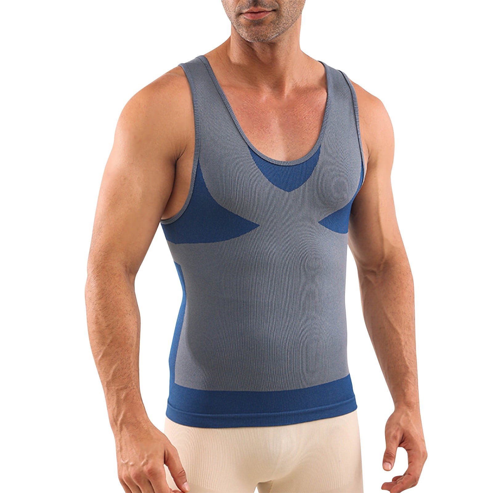 BUIGTTKLOP Men's Compression Shirt Slim Fitted Workout Vest Tight Belly ...