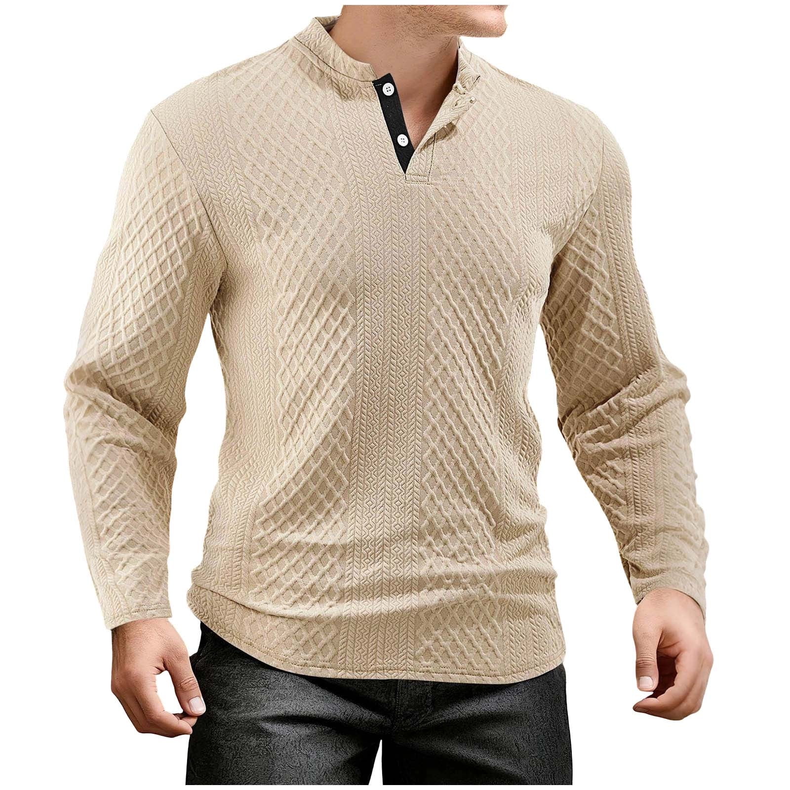BUIGTTKLOP Mens Cable Knit Pullover Sweaters Casual Long Sleeve Stand ...