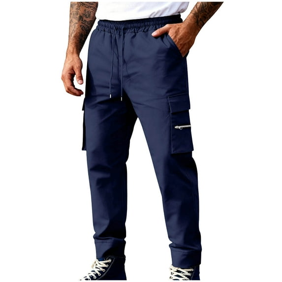BUIGTTKLOP Mens Cargo Pants with Pockets Straight Leg Outdoor Hiking ...