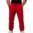 BUIGTTKLOP Mens Fleece Cargo Sweatpants Heavyweight Elastic Waist Pants with Pockets Baggy ...