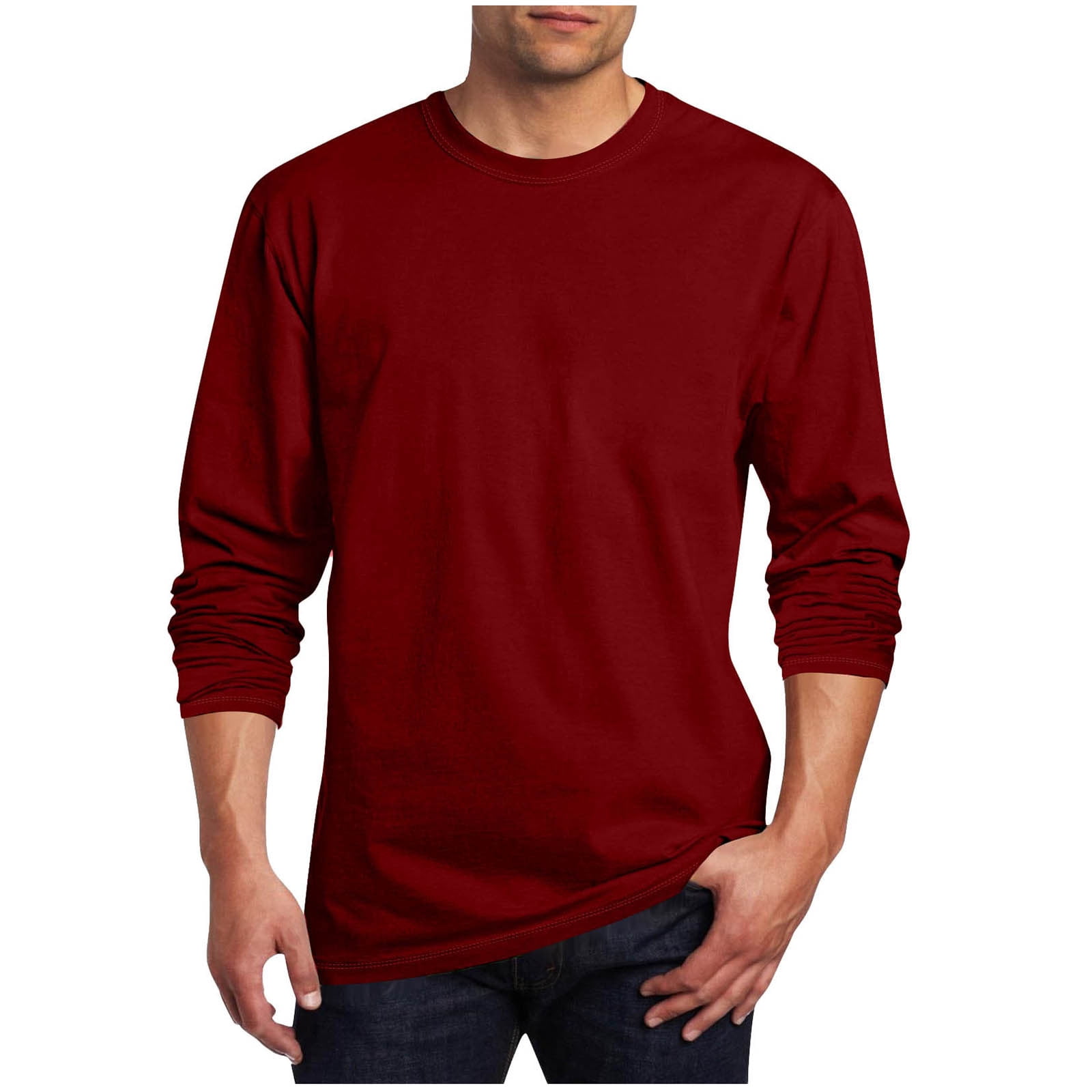 BUIGTTKLOP Mens Long Sleeve T Shirts Crewneck Shirts Solid Color Soft ...
