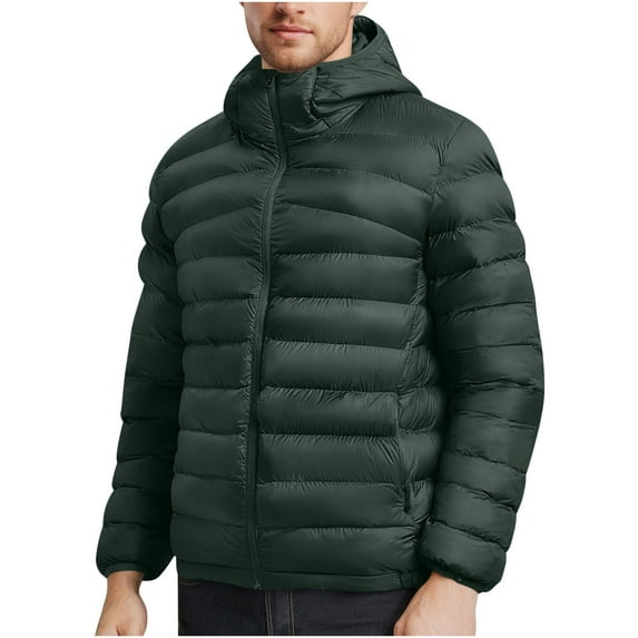 BUIGTTKLOP Mens Puffer Jacket with Hood Packable Lightweight Winter ...