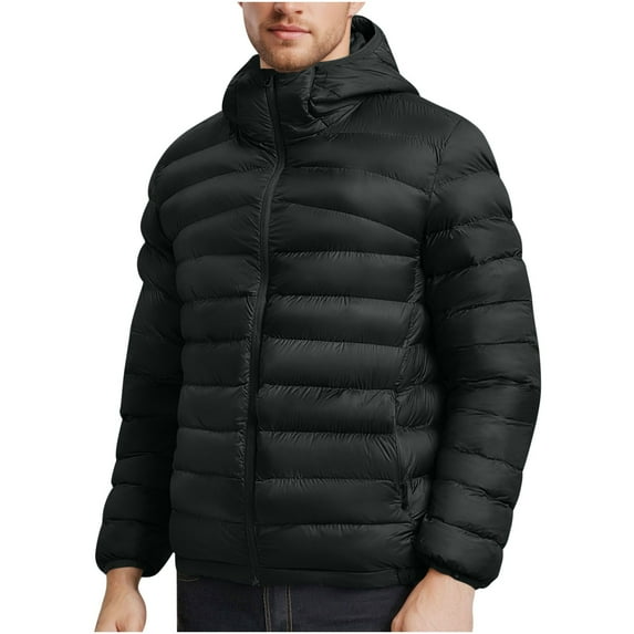 BUIGTTKLOP Mens Puffer Jacket with Hood Packable Lightweight Winter ...