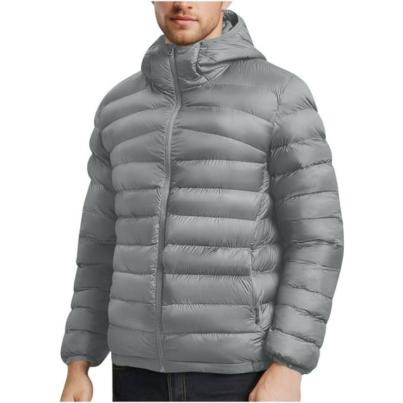 BUIGTTKLOP Mens Puffer Jacket with Hood Packable Lightweight Winter ...