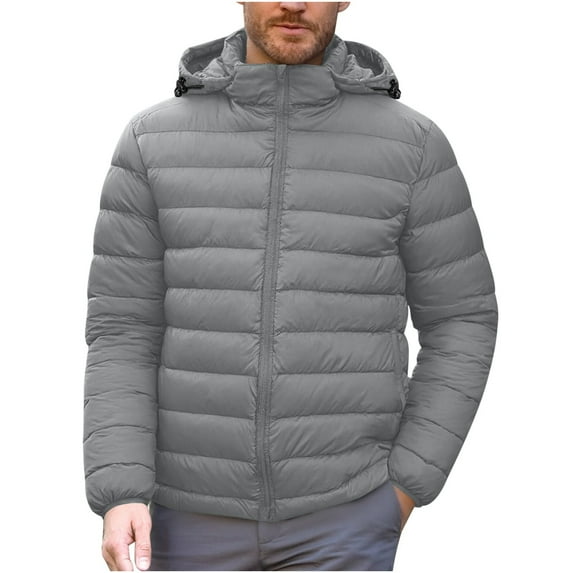 BUIGTTKLOP Mens Puffer Jacket with Hood Packable Lightweight Winter ...