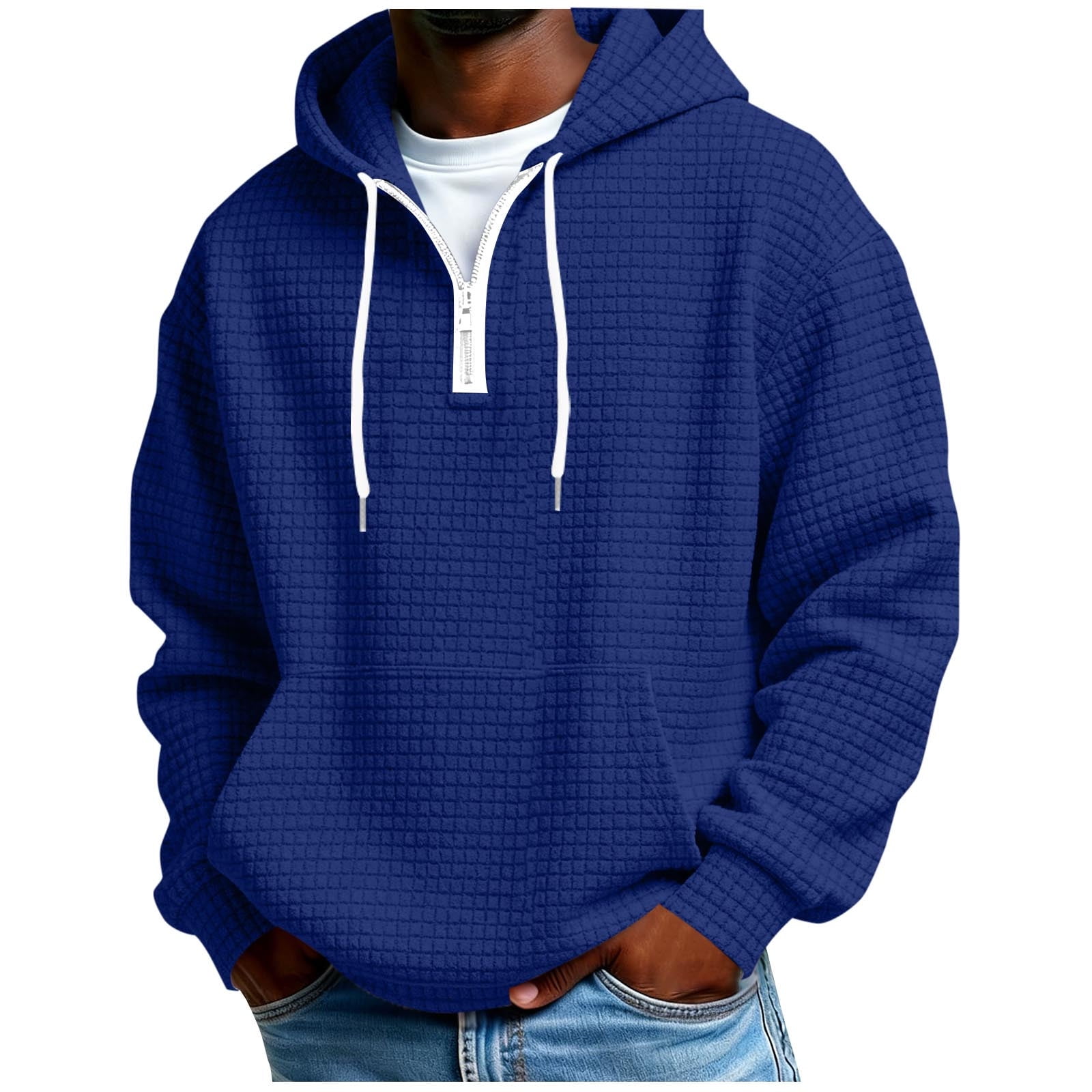 BUIGTTKLOP Mens Quarter Zip Hoodie Long Sleeve Drawstring Hooded ...