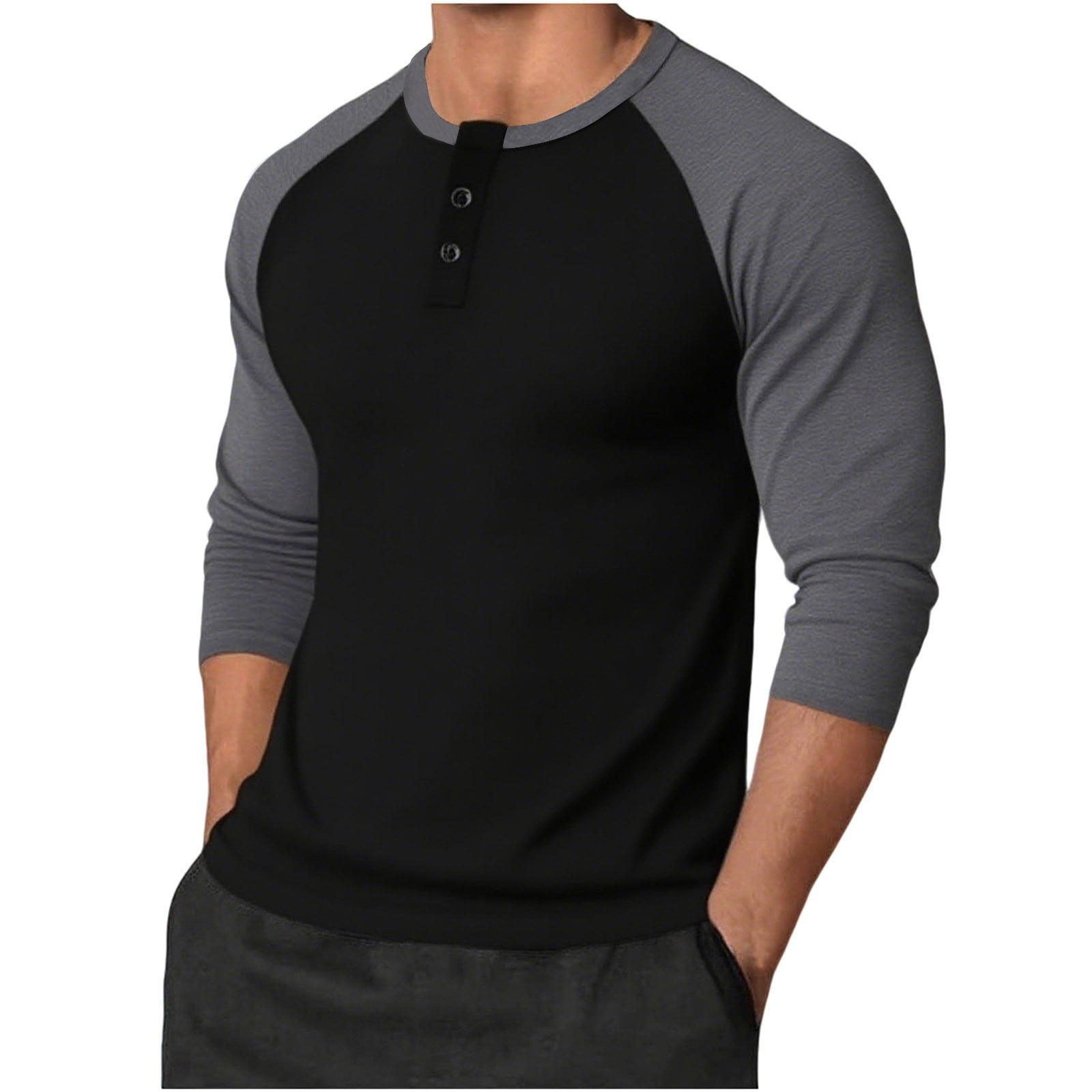 BUIGTTKLOP Mens Shirts Long Sleeve Tops Casual Button Basic T-Shirts ...