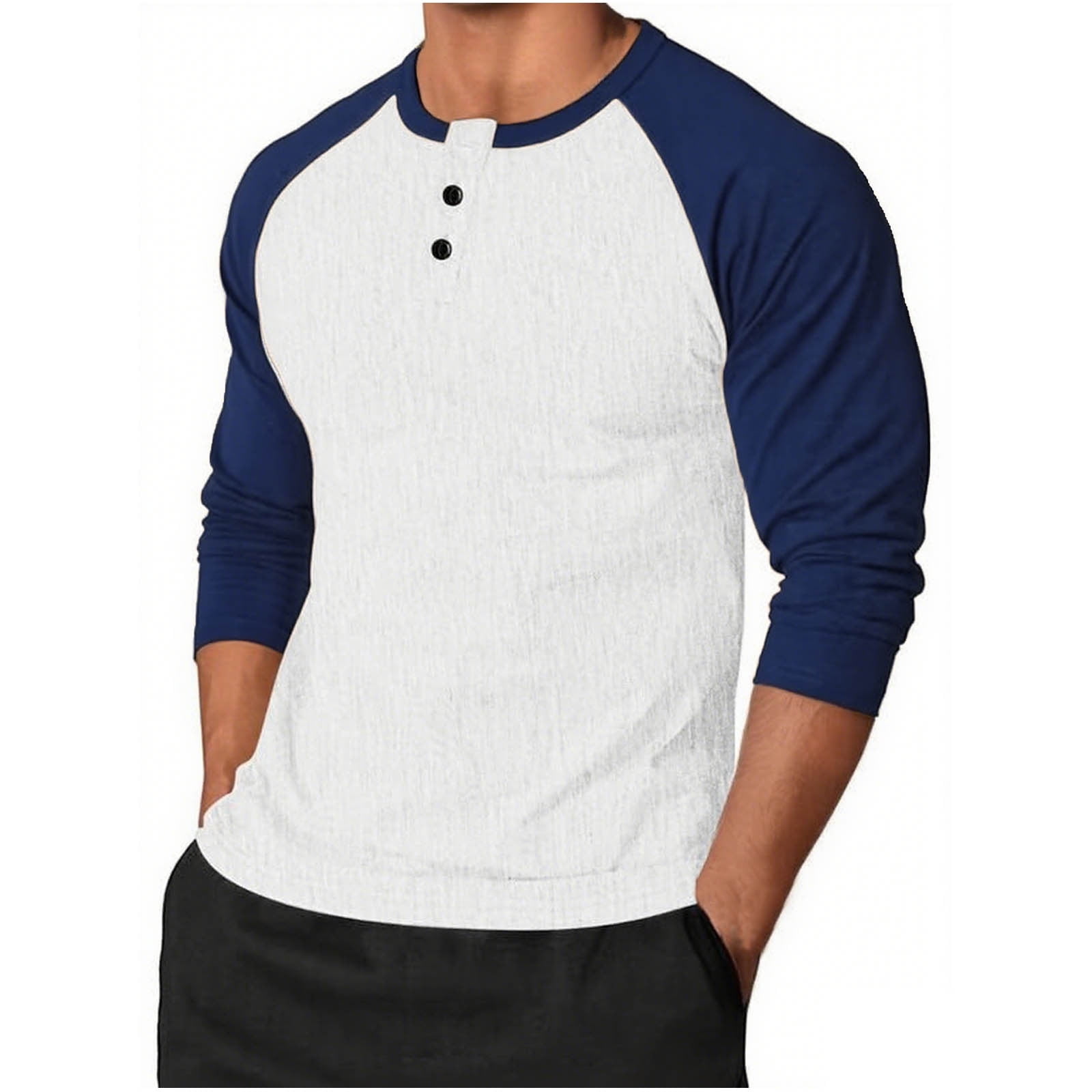 BUIGTTKLOP Mens Shirts Long Sleeve Tops Casual Button Basic T-Shirts ...