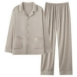 BUIGTTKLOP Mens and Womens Cotton Pajamas Sets Unisex Long Sleeved ...