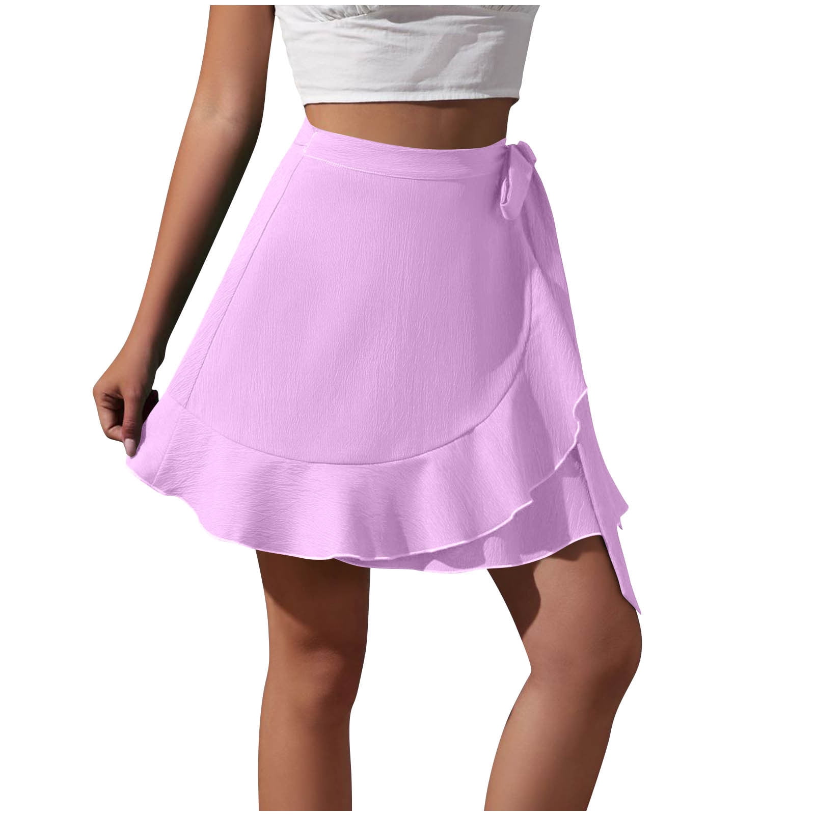 BUIGTTKLOP Mini Skirts for Women Wrap Short Skirt High Waisted Beach A ...
