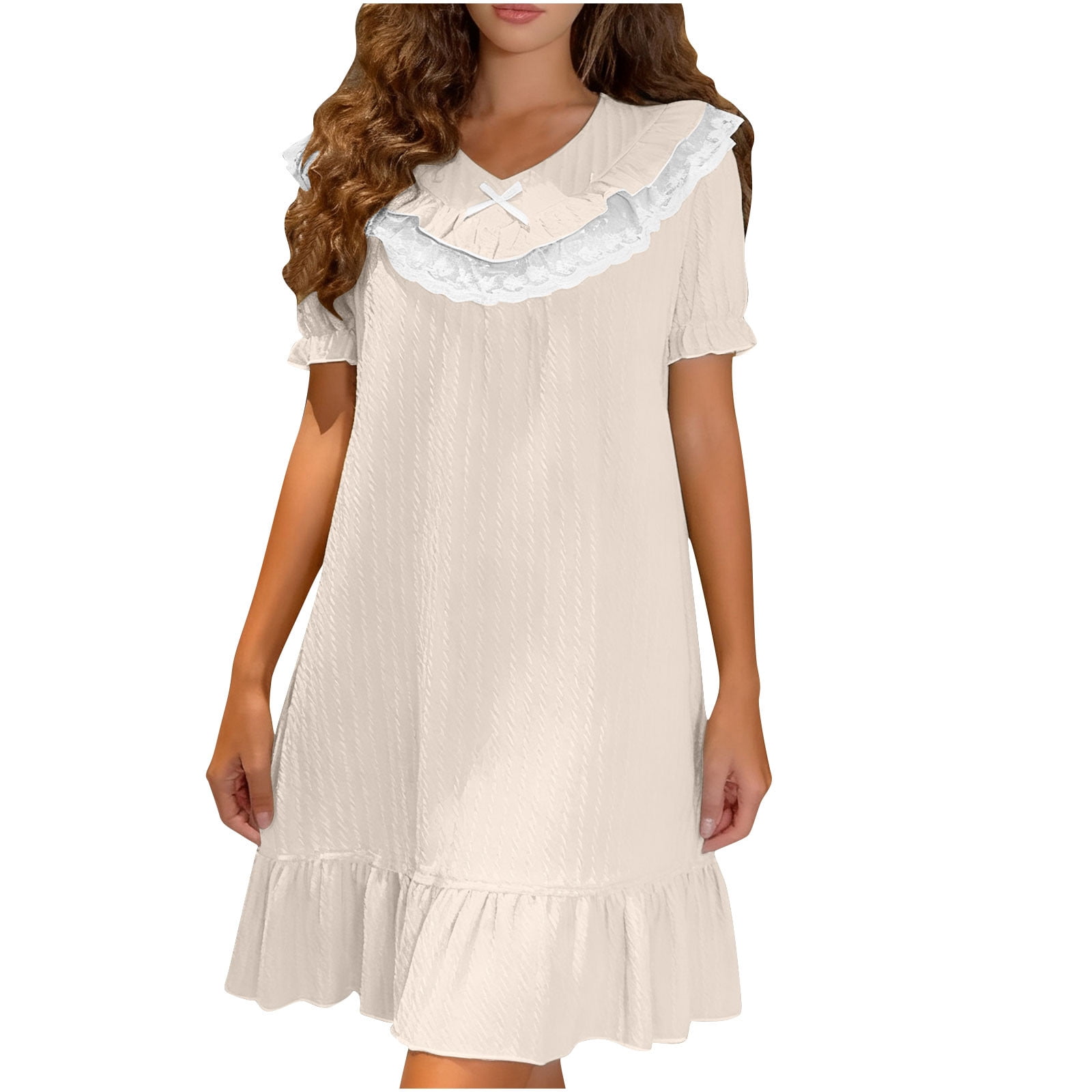BUIGTTKLOP Nighgowns for Women with Built in Bra Short Sleeve Sleepwear ...