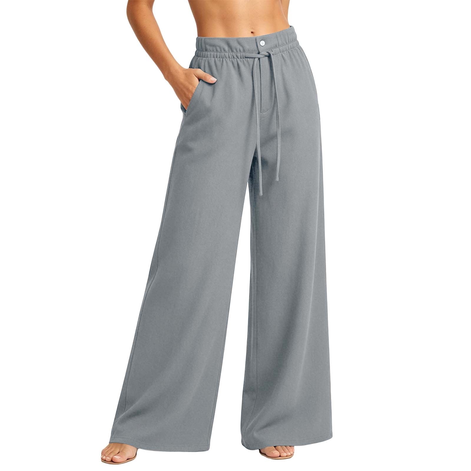 BUIGTTKLOP Pants for Women Darwstring High Waisted Lounge Pants Wide ...