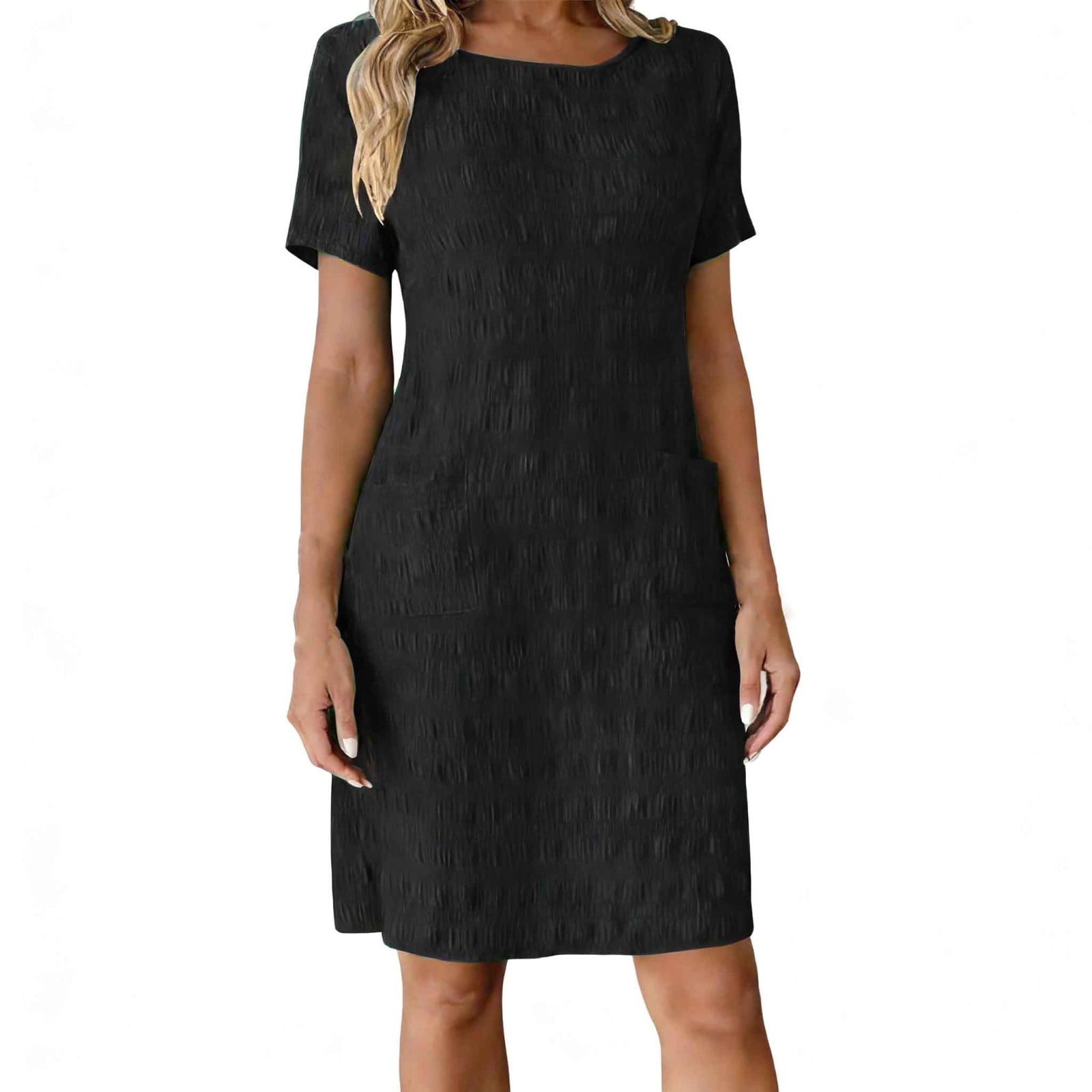 BUIGTTKLOP Plus Size Dresses for Women Short Sleeve Work Dress Crew ...