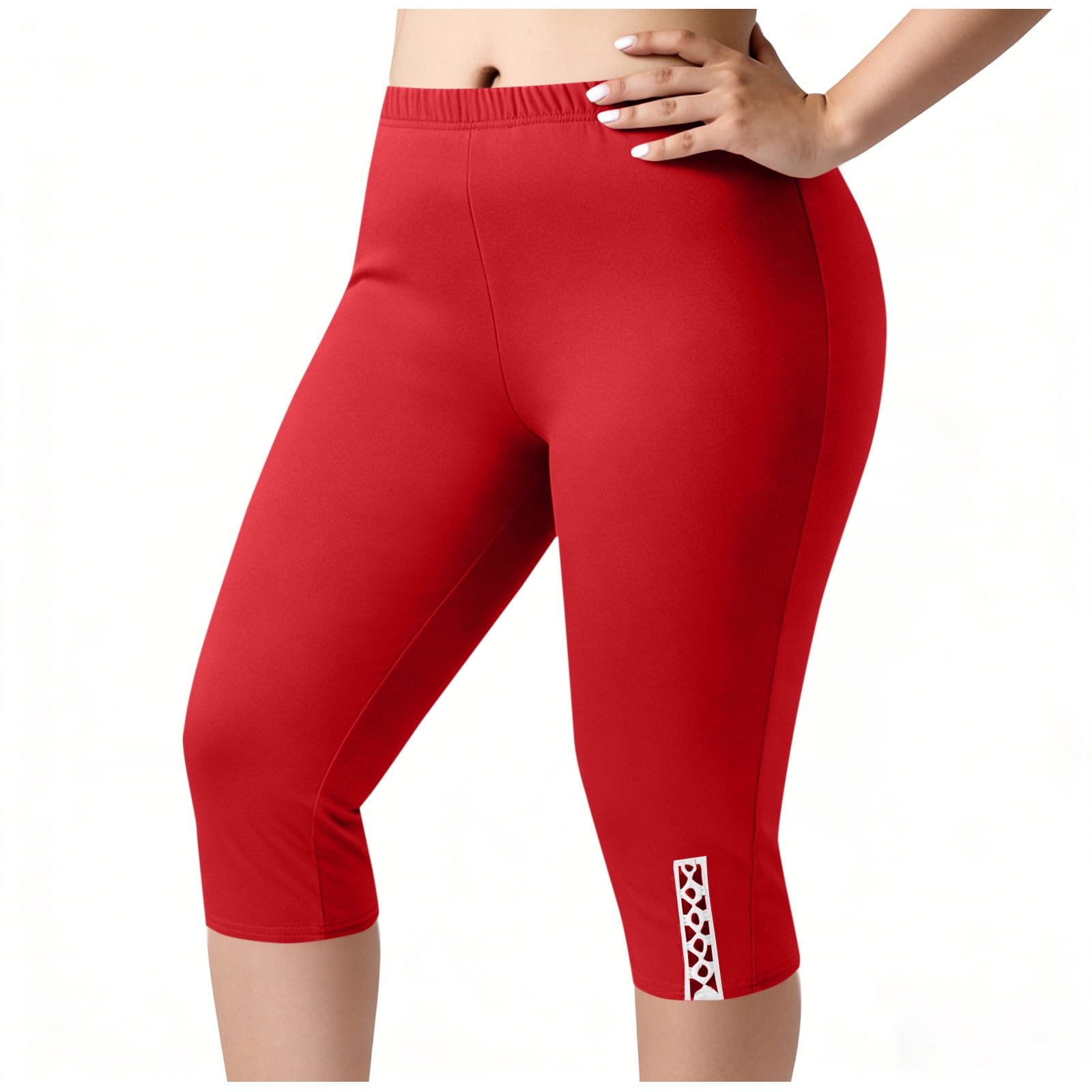 BUIGTTKLOP Plus Size Knee Length Leggings for Women High Wasited Side ...