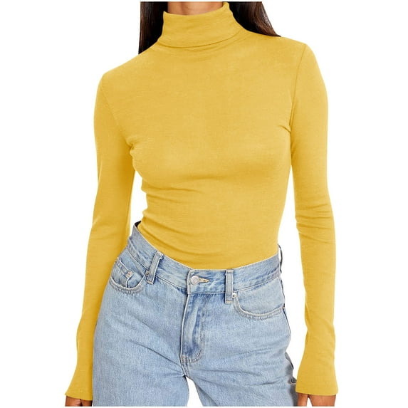 BUIGTTKLOP Plus Size Long Sleeve Shirts for Women High Neck Base Layer ...