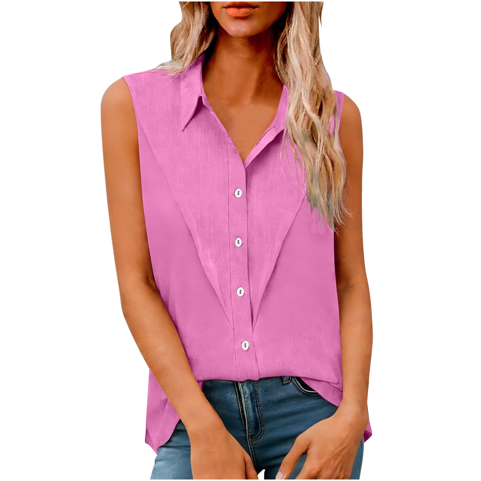 BUIGTTKLOP Plus Size Tank Tops for Women Button down Sleeveless Shirts ...